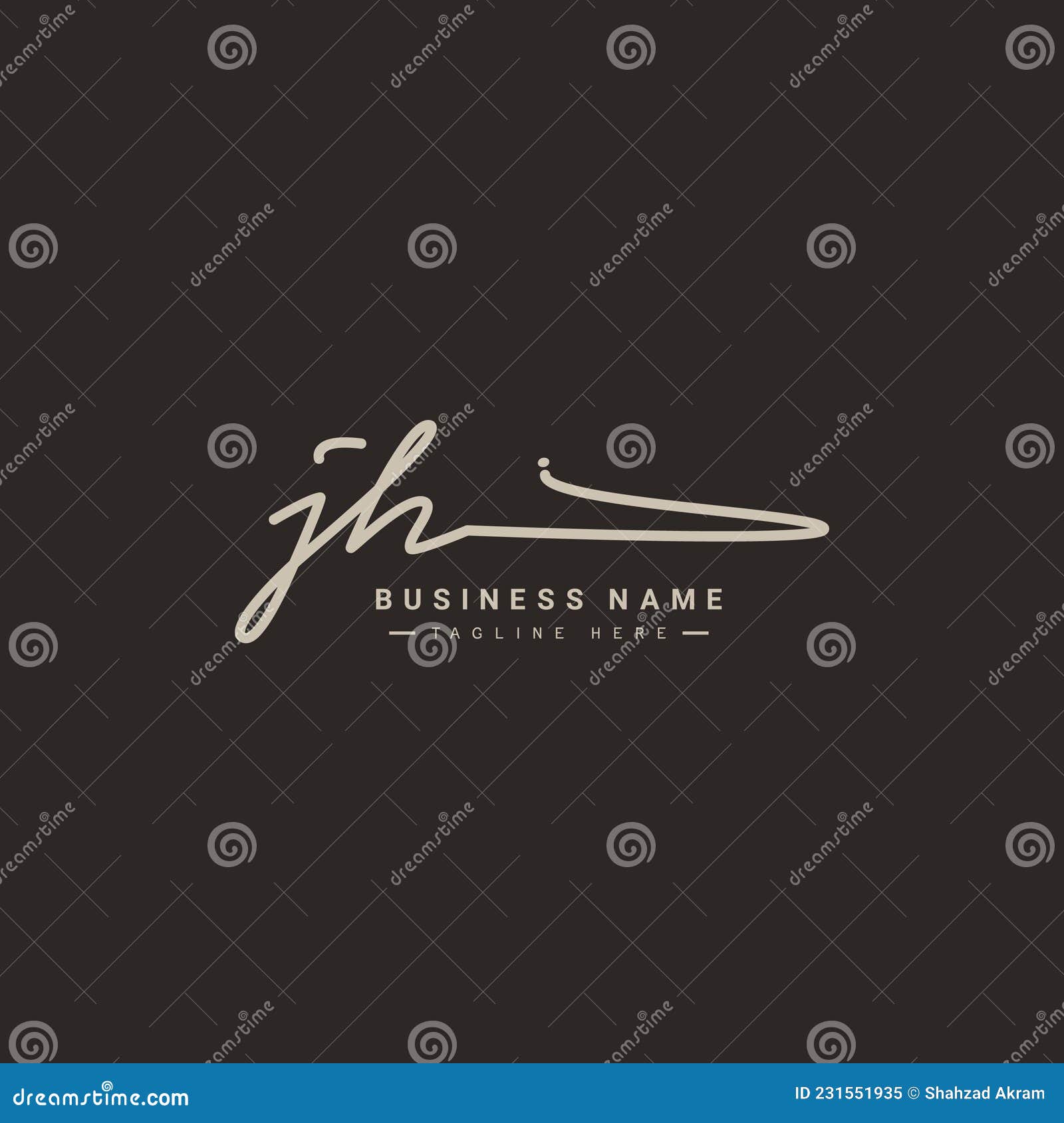 Initial Letter JH Logo - Handwritten Signature Style Logo Stock Vector ...