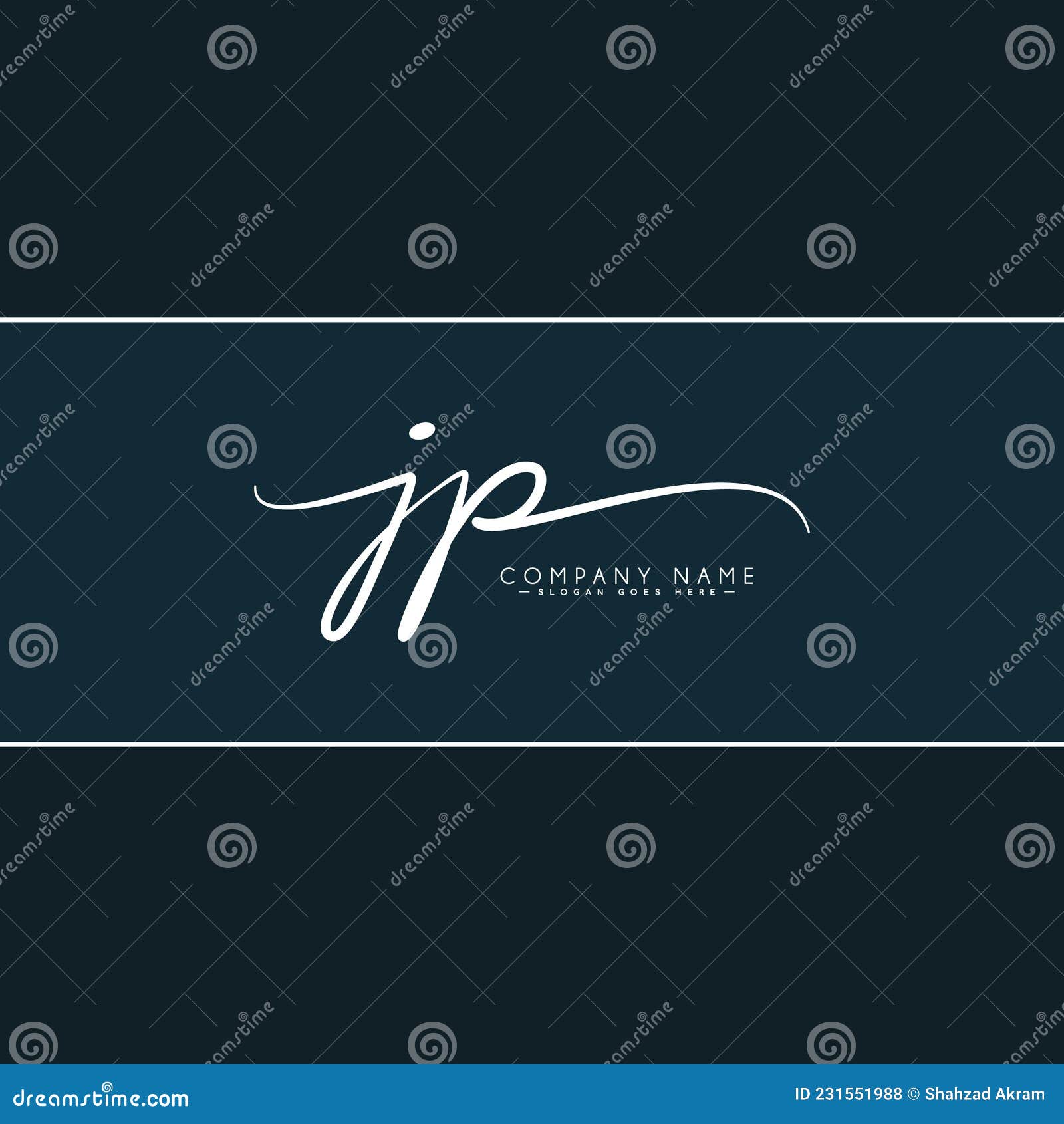 Initial Letter JP Logo - Handwritten Signature Style Logo Stock Vector ...