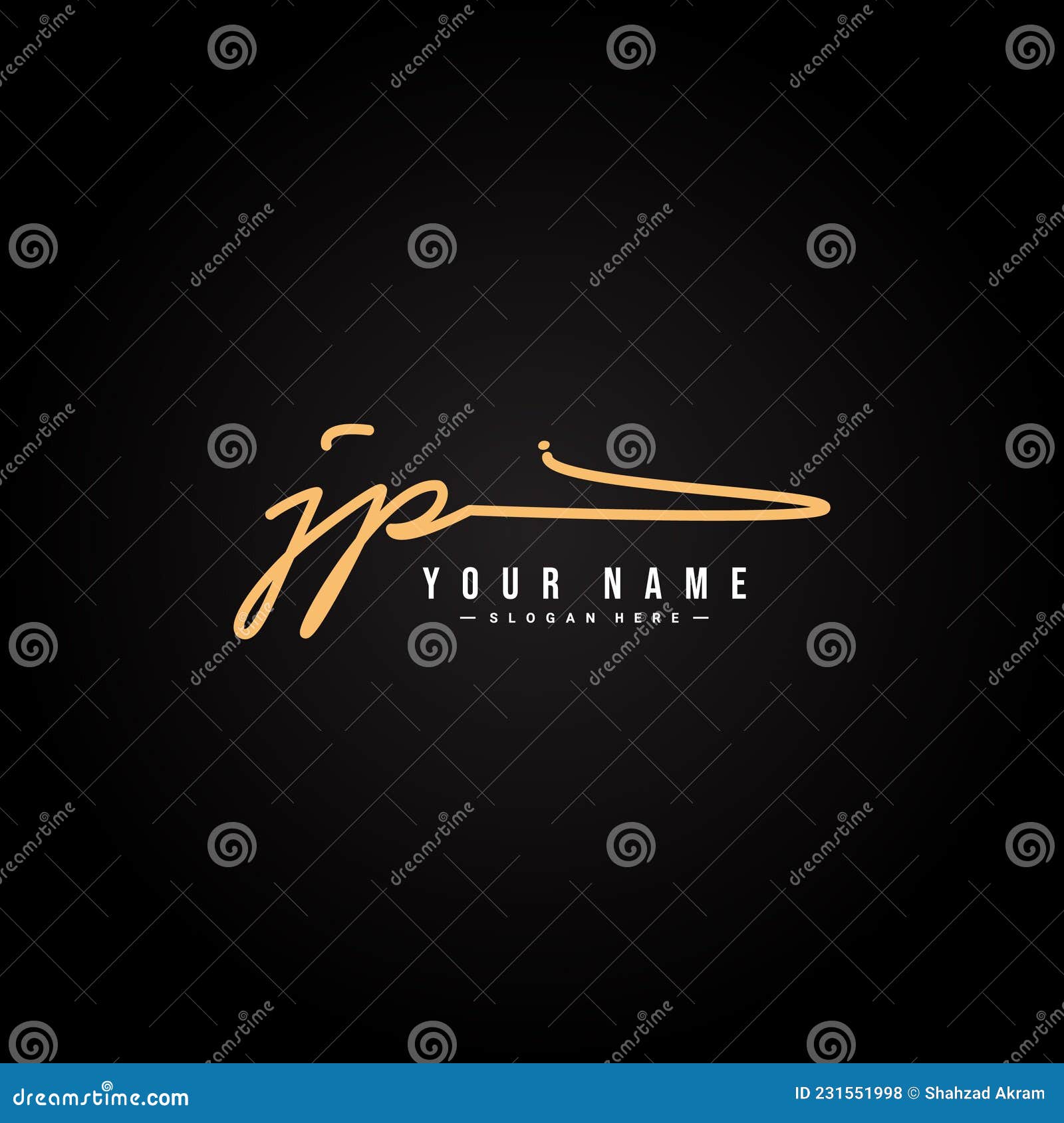 Initial Letter JP Logo - Hand Drawn Signature Logo Vector Illustration ...