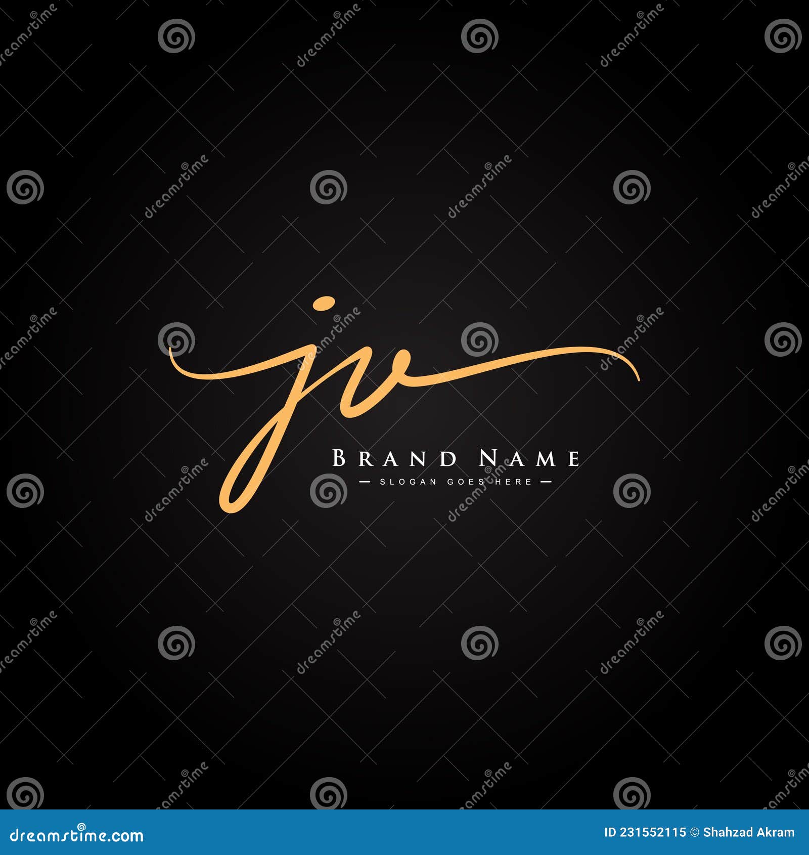 Initial Letter JV Logo - Hand Drawn Signature Style Logo Stock Vector ...