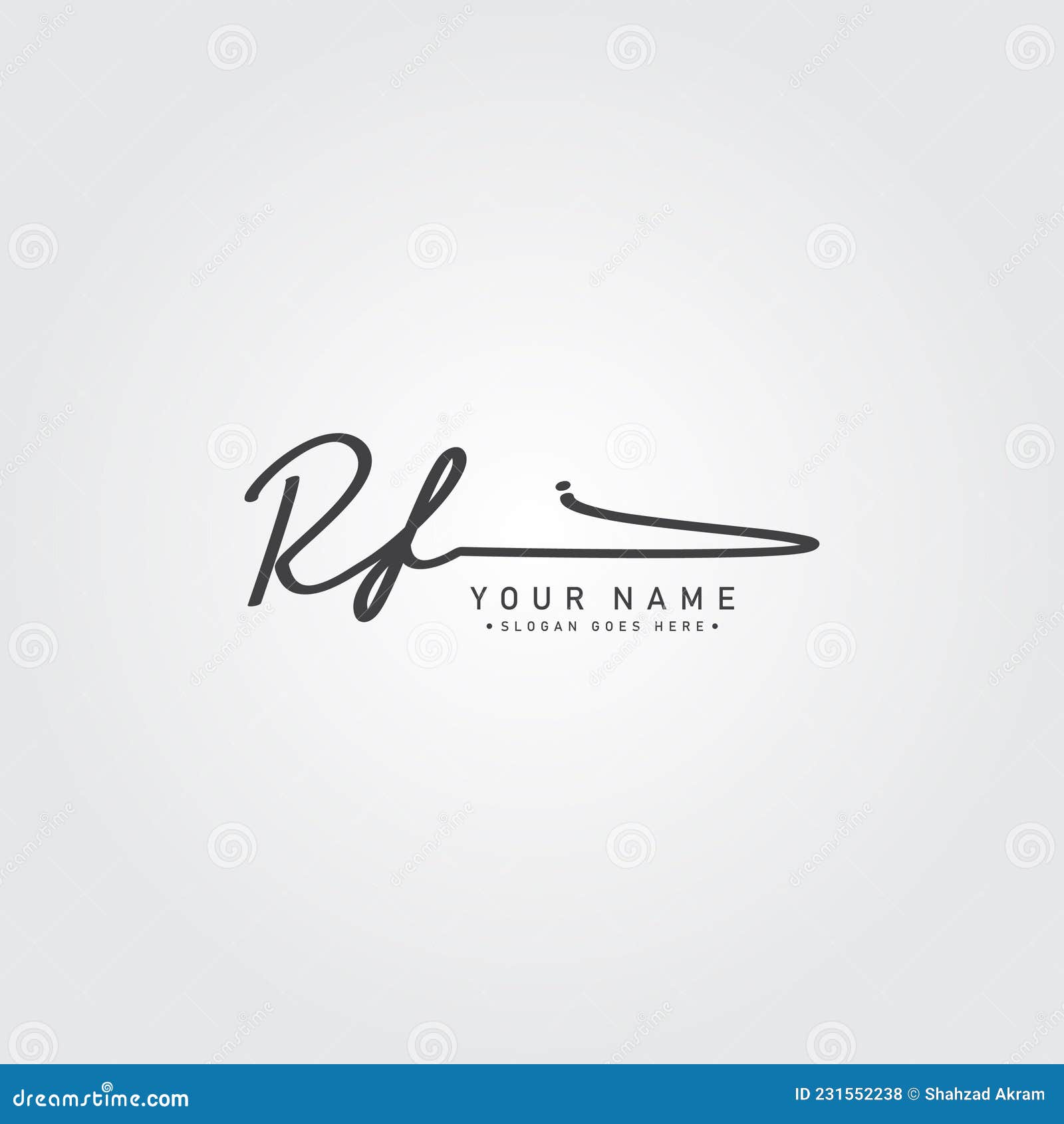Initial Letter RF Logo - Handwritten Signature Style Logo. Stock Vector ...