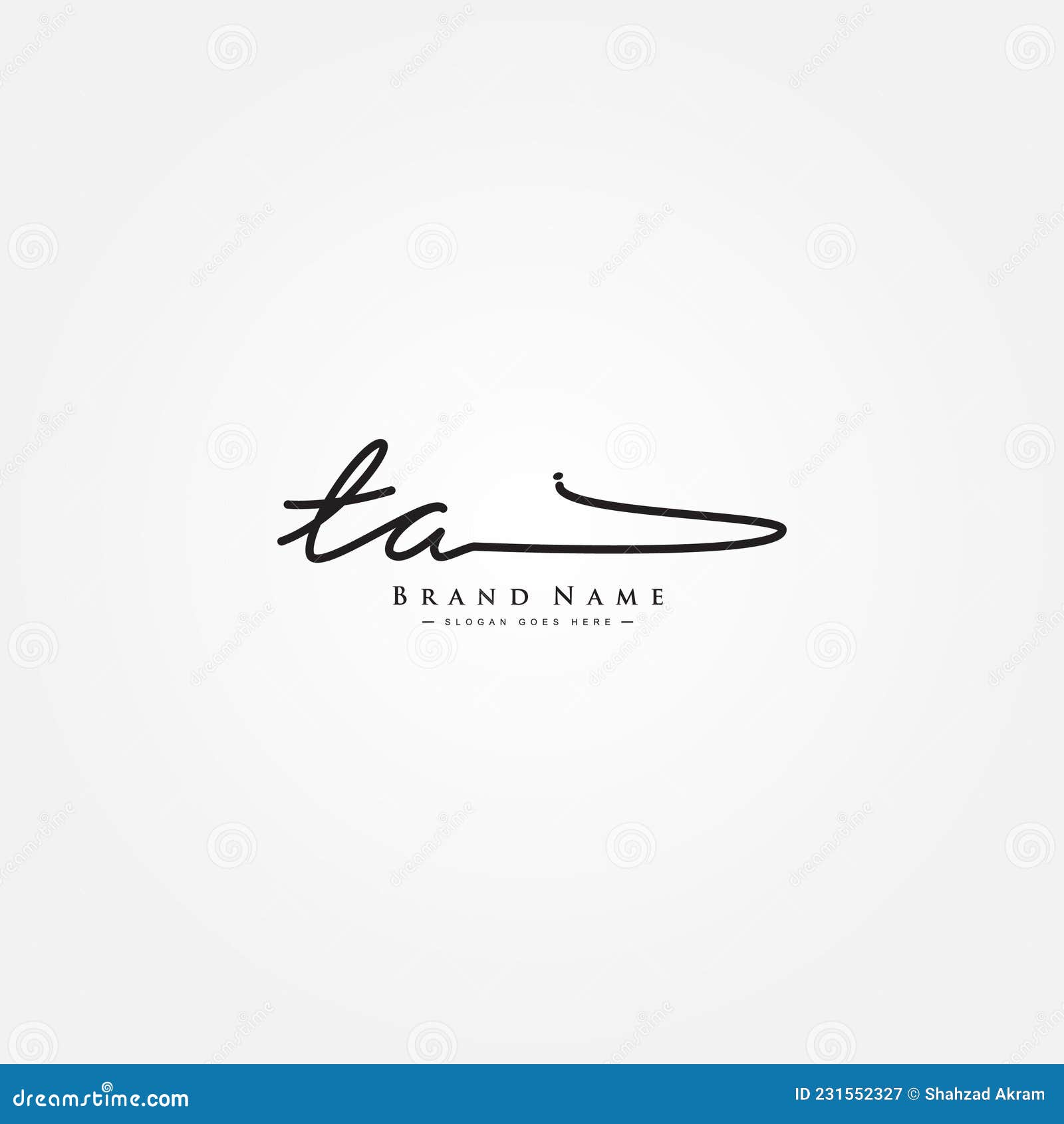 Initial Letter TA Logo - Handwritten Signature Style Logo Stock Vector ...