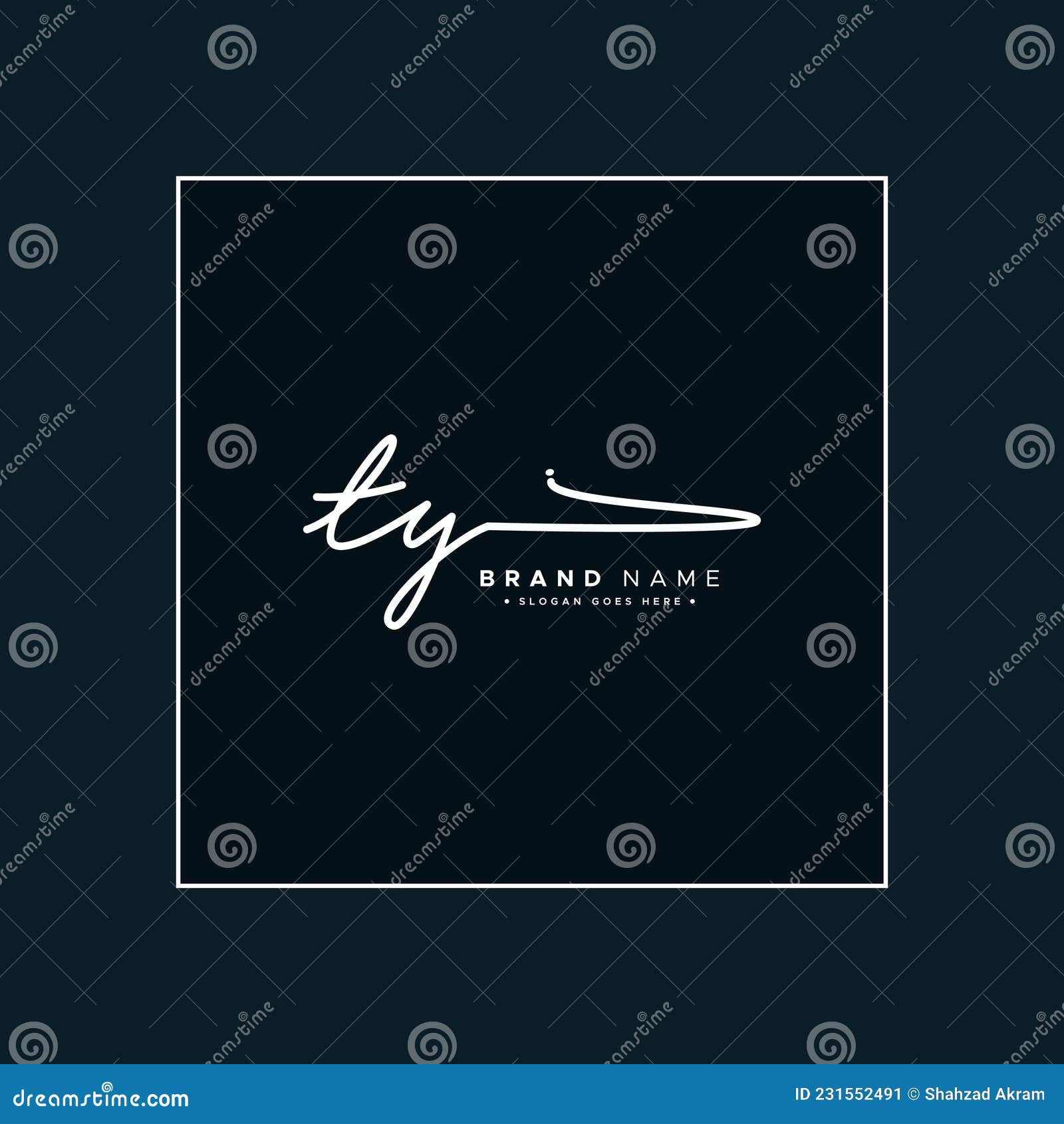 Initial Letter TY Logo - Handwritten Signature Style Logo Stock Vector ...