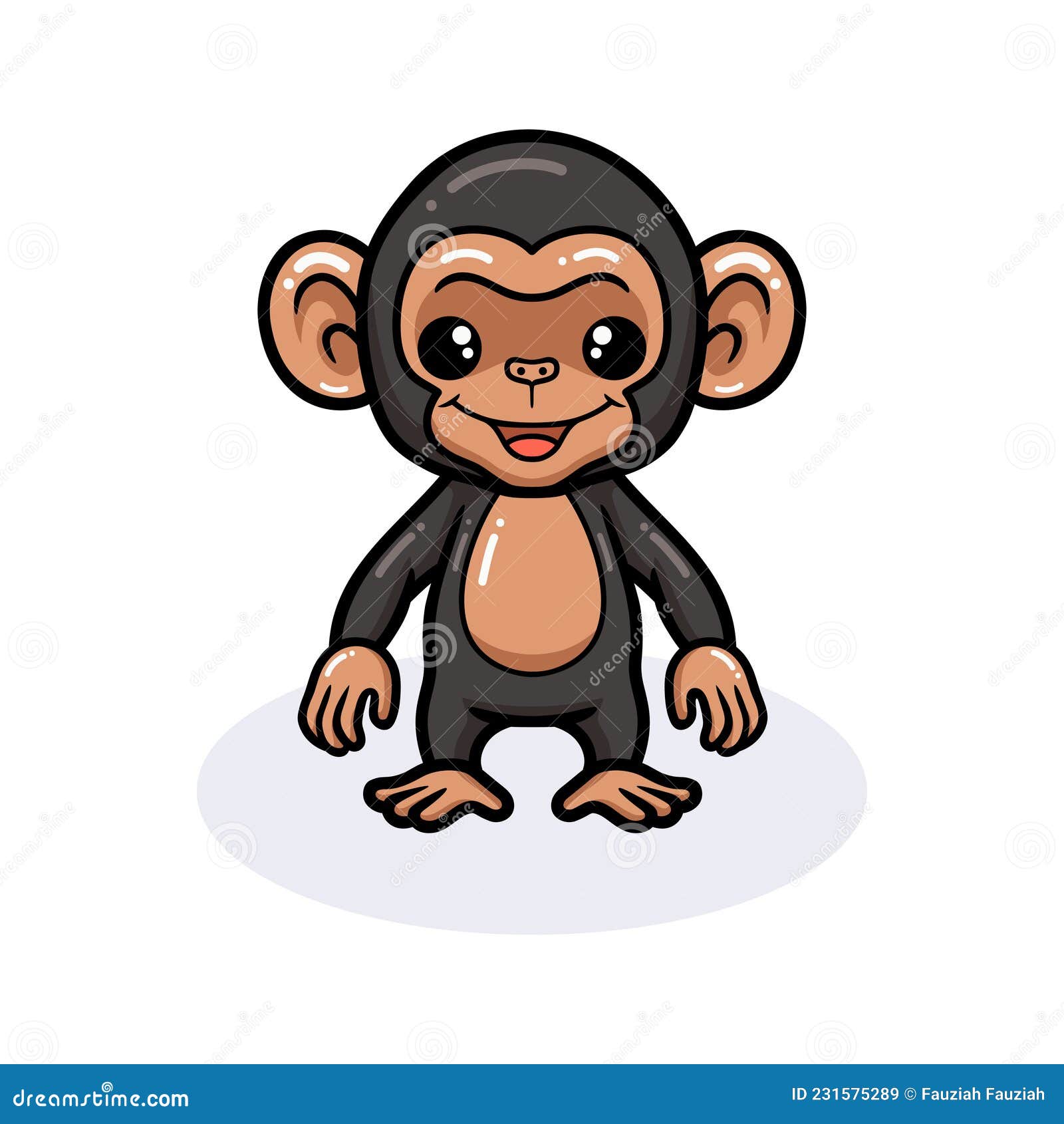 Cute Baby Chimpanzee Cartoon Standing Stock Vector - Illustration of ...