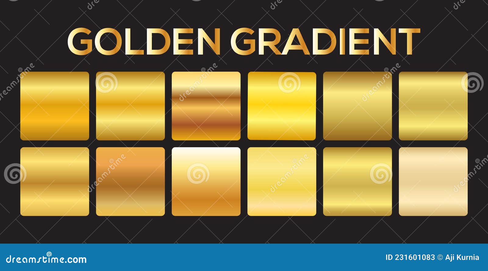 Set of Colours Golden Gradients Vector Design Illustration Isolated on ...