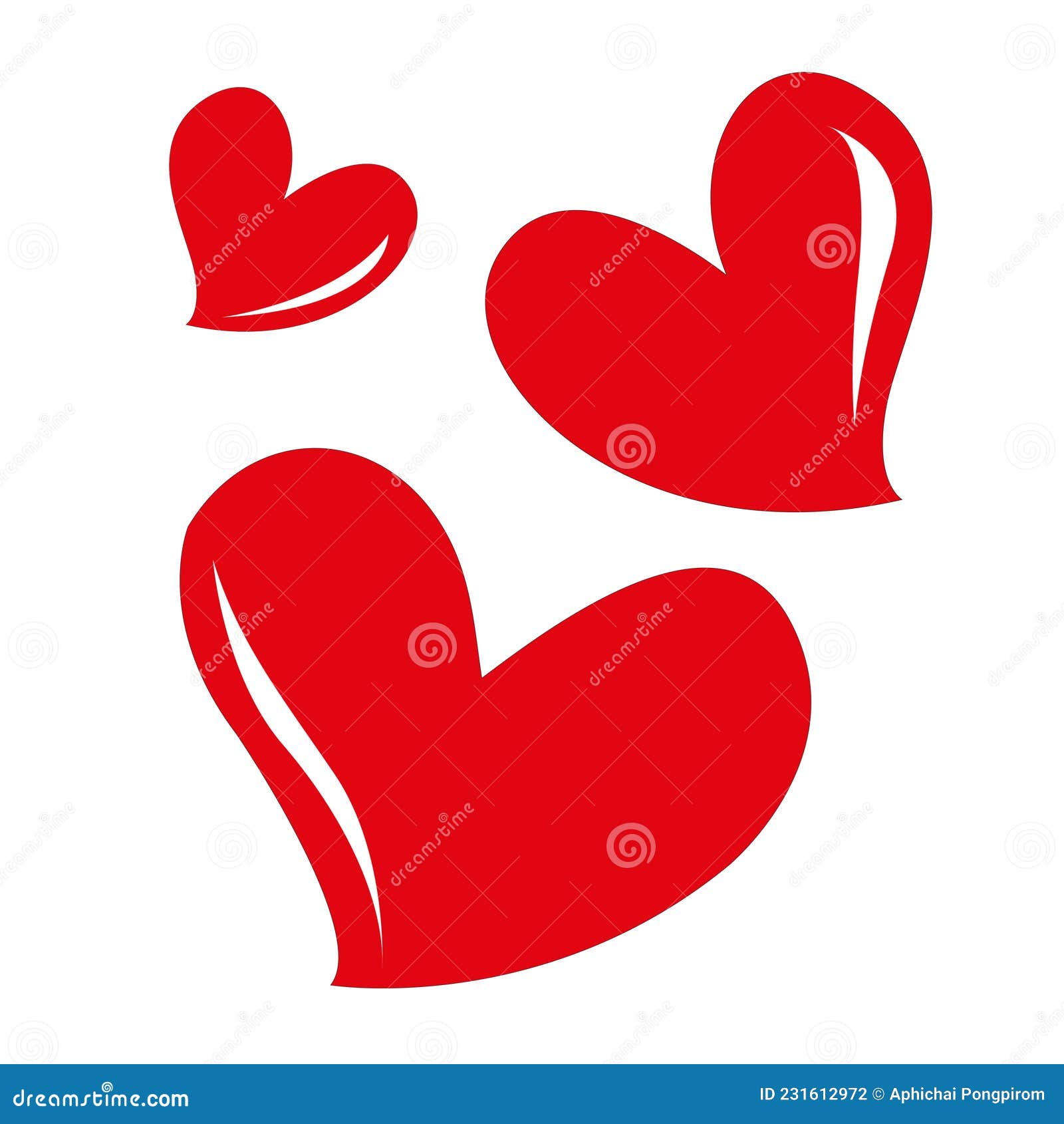 Three Hearts Illustrations, Various Sizes for Posters, Icons Stock ...