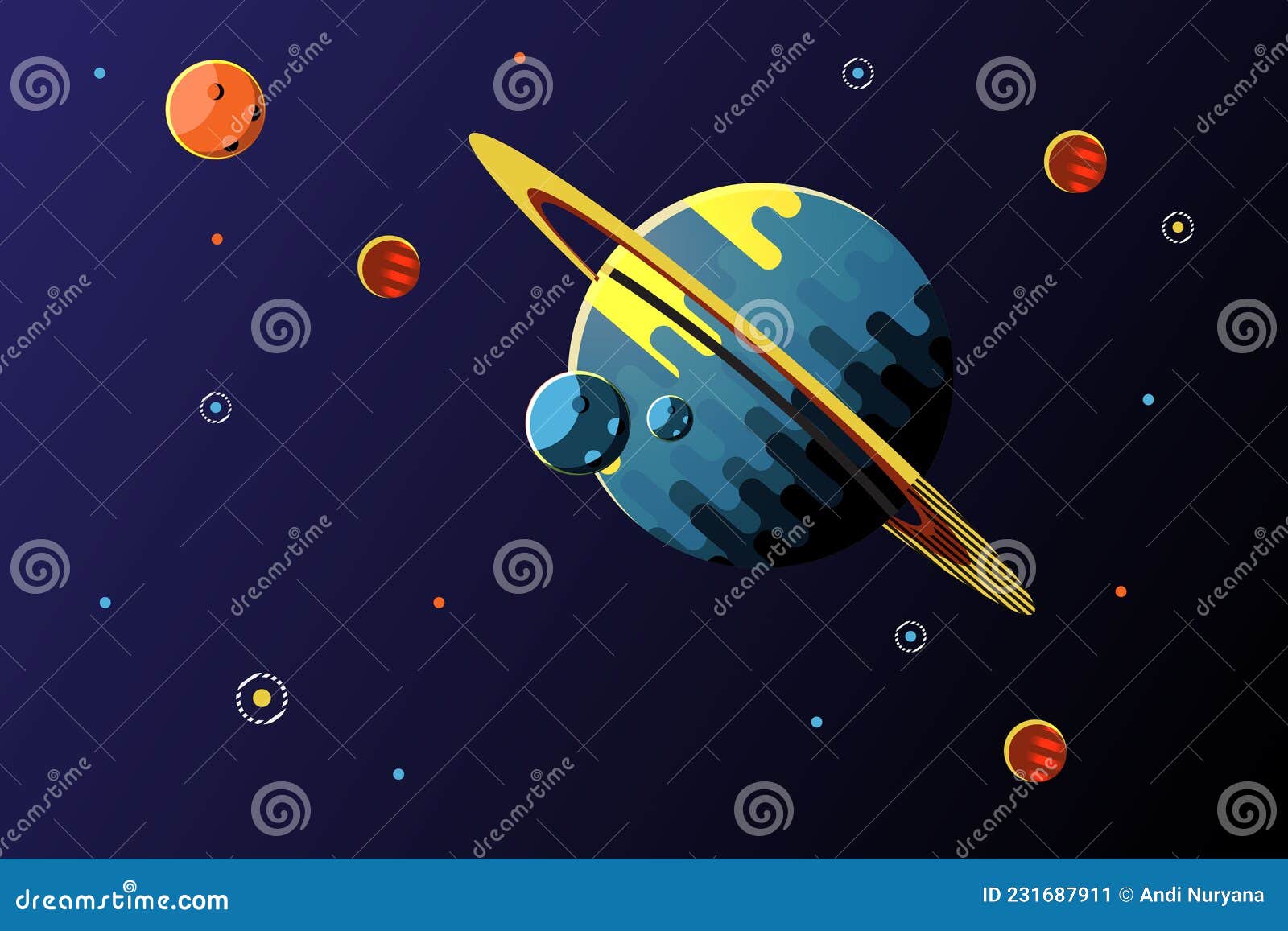 Illustration Vector Graphic of Planet with Rings Stock Vector ...