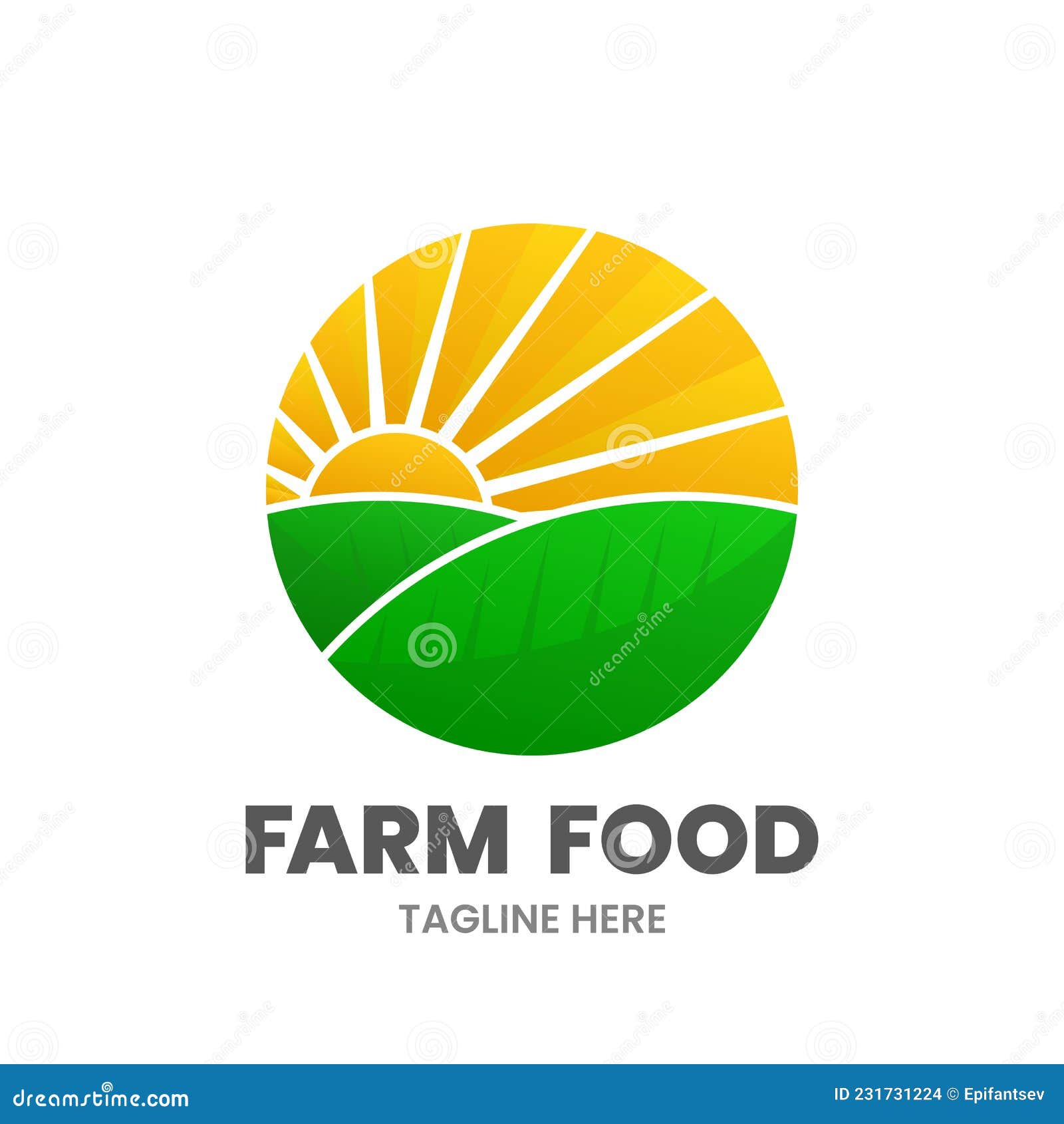 Farm Food Logo Template. Abstract Sun and Leaves in a Circle Shape ...