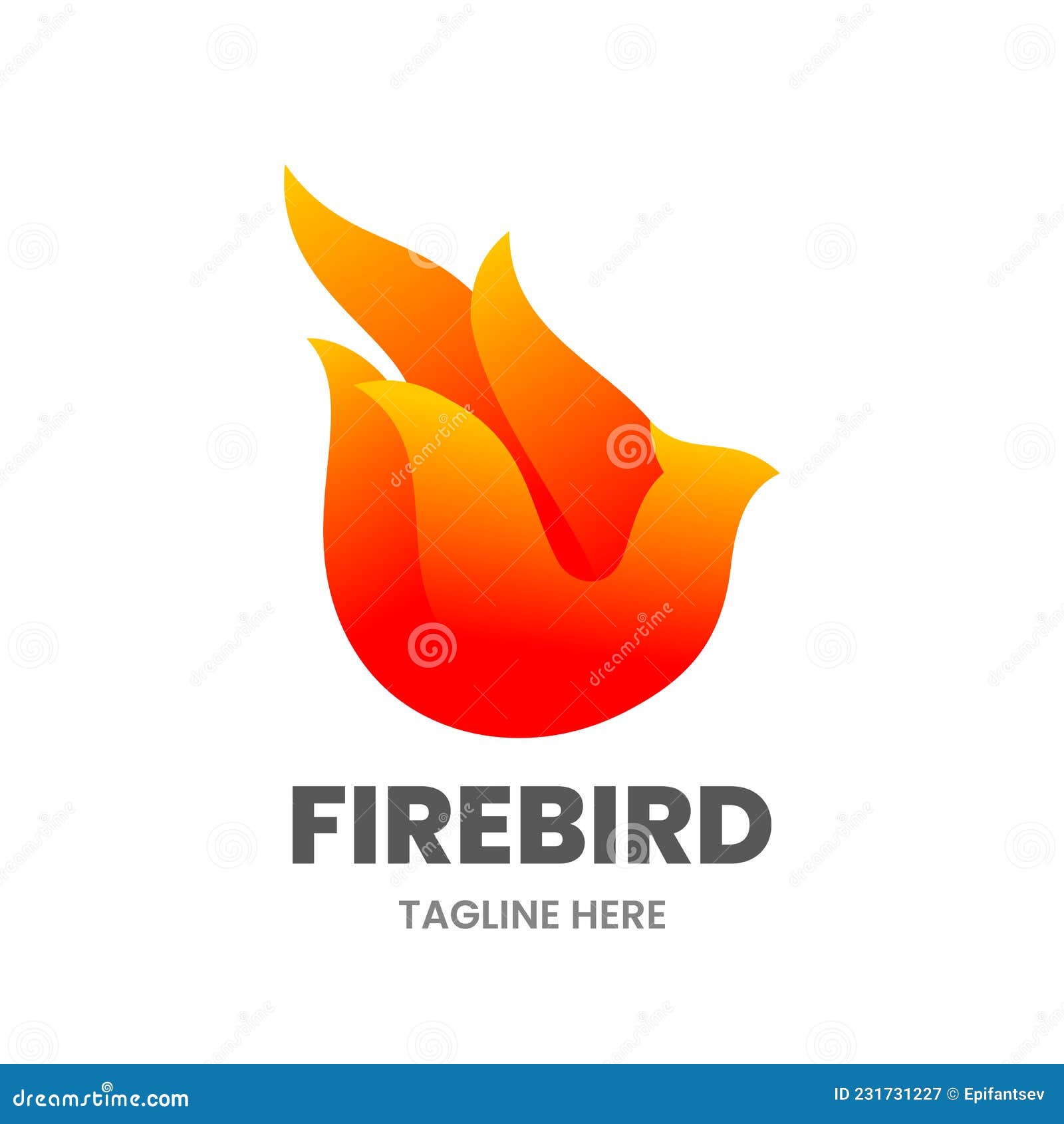 Firebird Logo Template. Abstract Bird Made of Flame Stock Vector ...