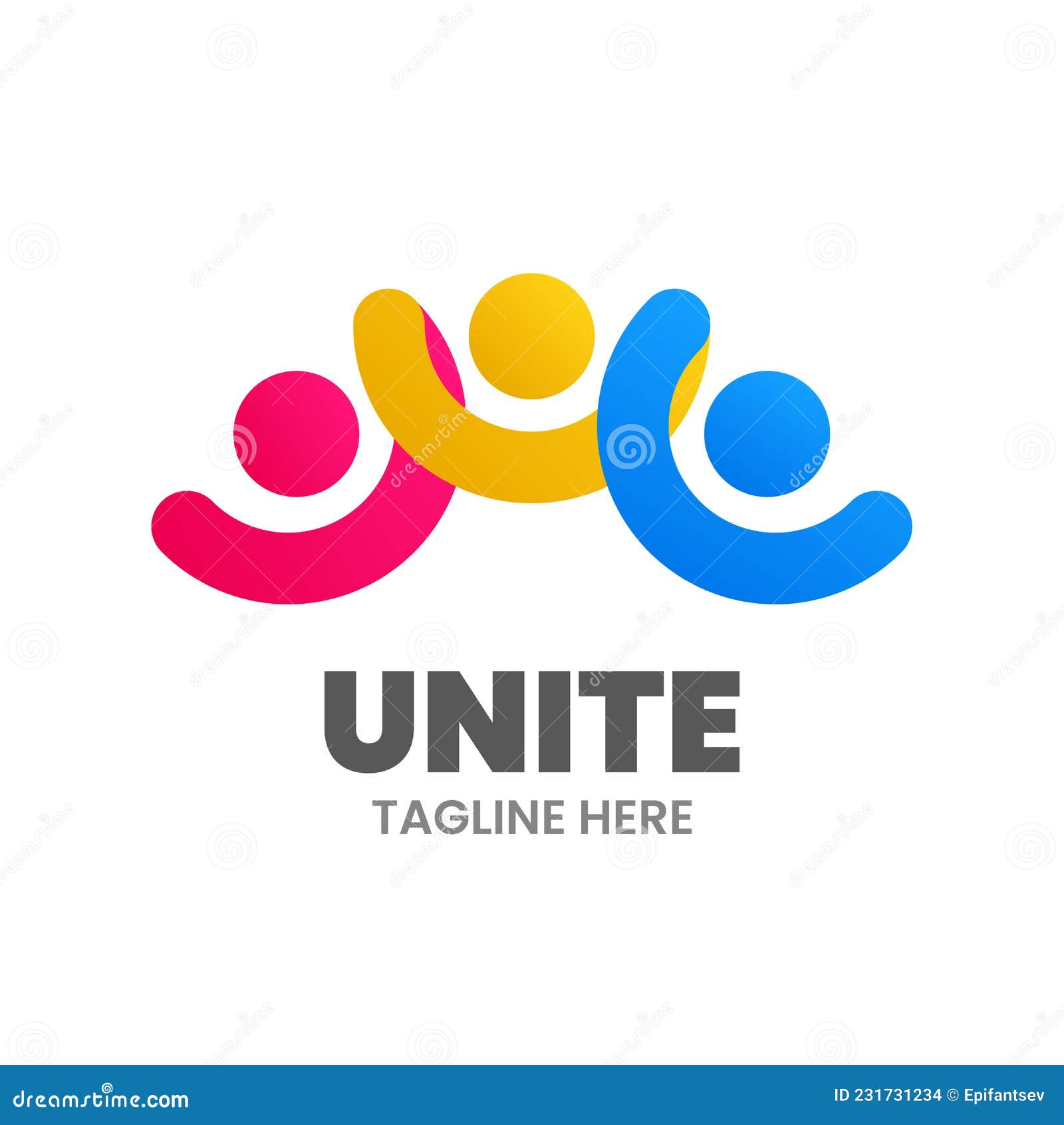 Unite Logo Template. Abstract Group of People are Holding Their Hands ...