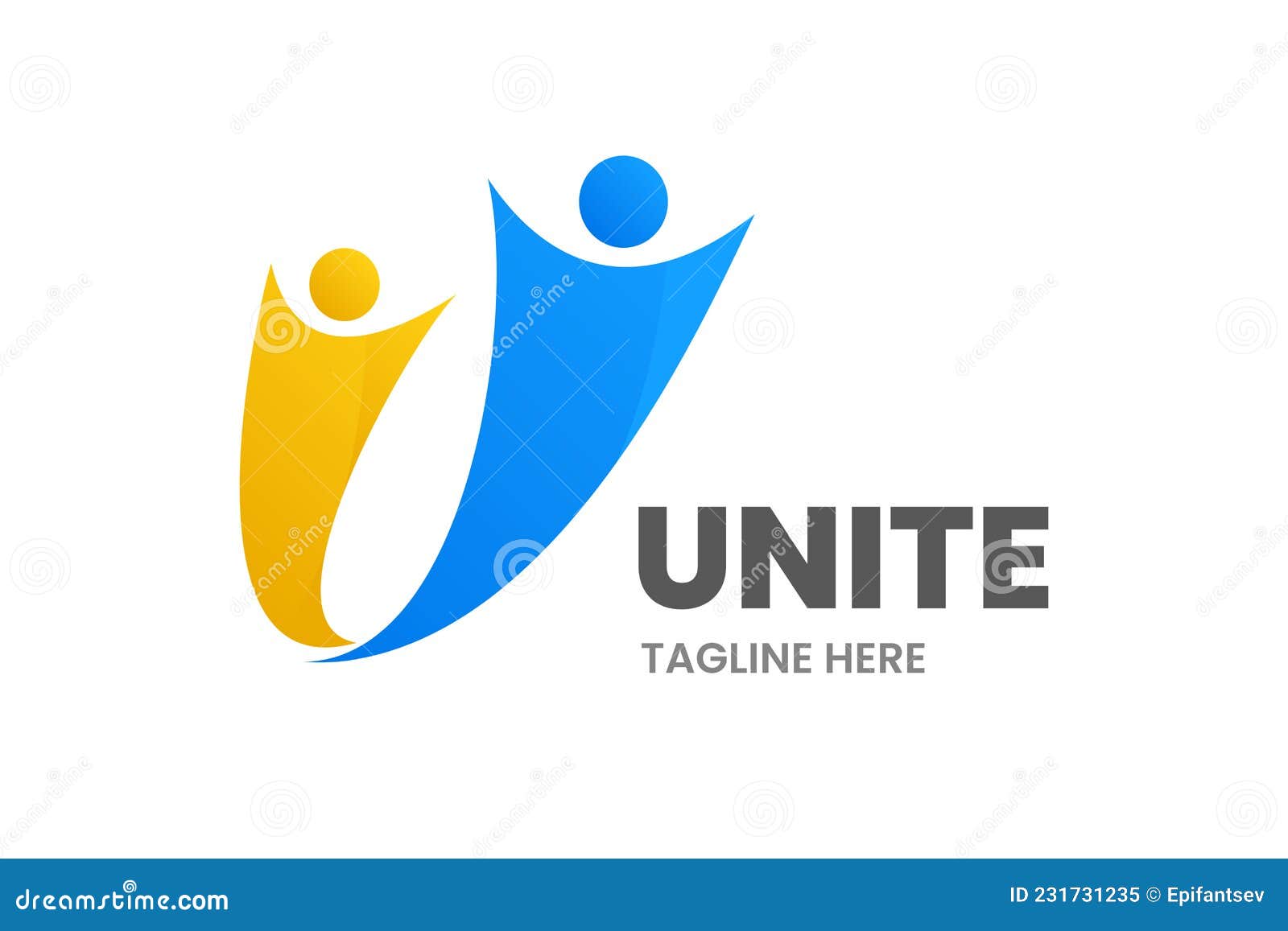 Unite Logo Template. Abstract Couple of People. Colorful Letter U Stock ...