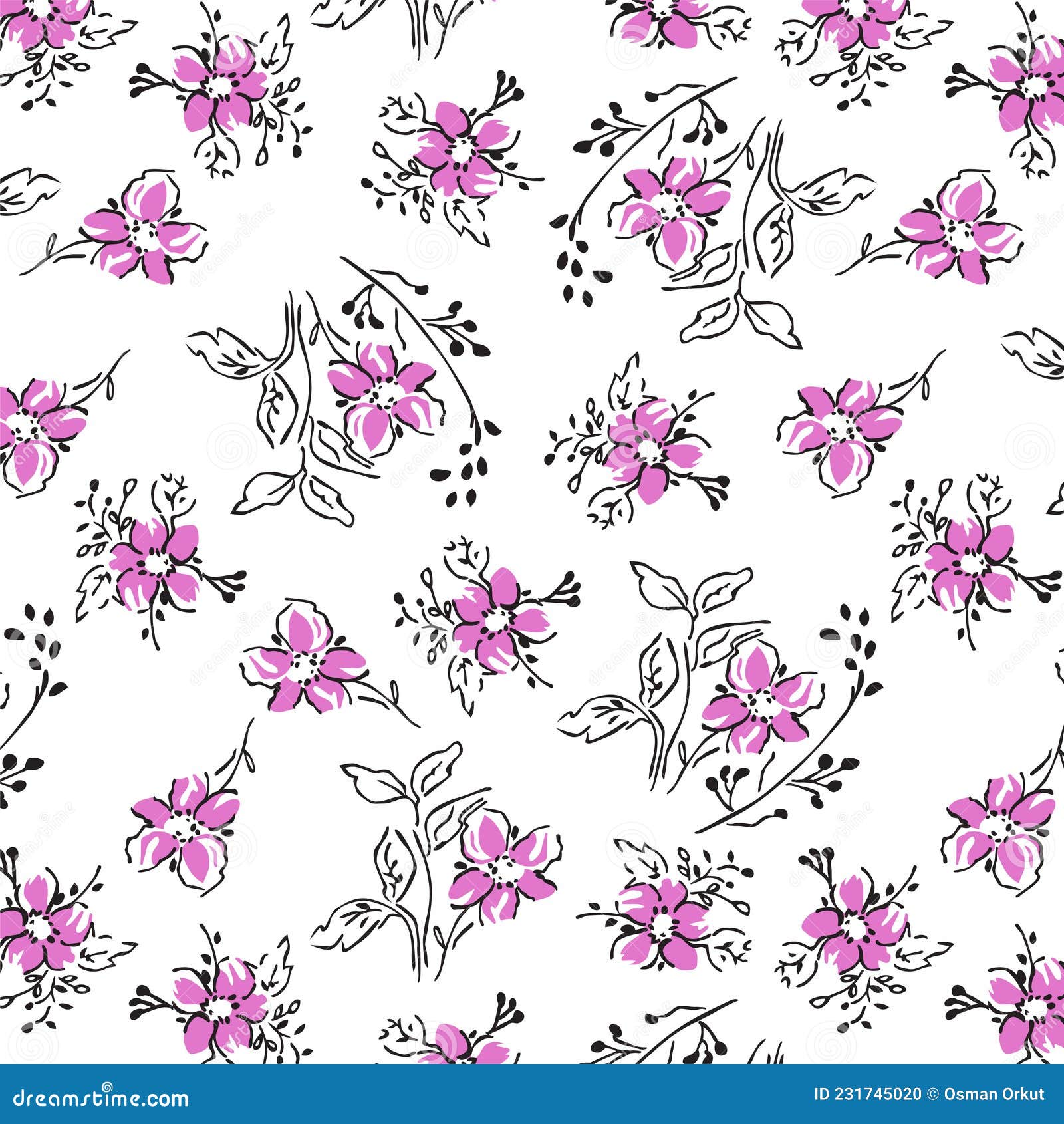 Curved Flowers Floral Design and Leaves Stock Vector - Illustration of ...