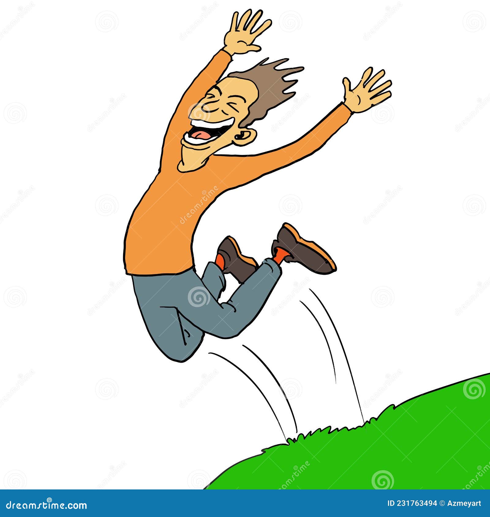 Cartoon Young and Happy Boy Jumping High. Stock Vector - Illustration ...