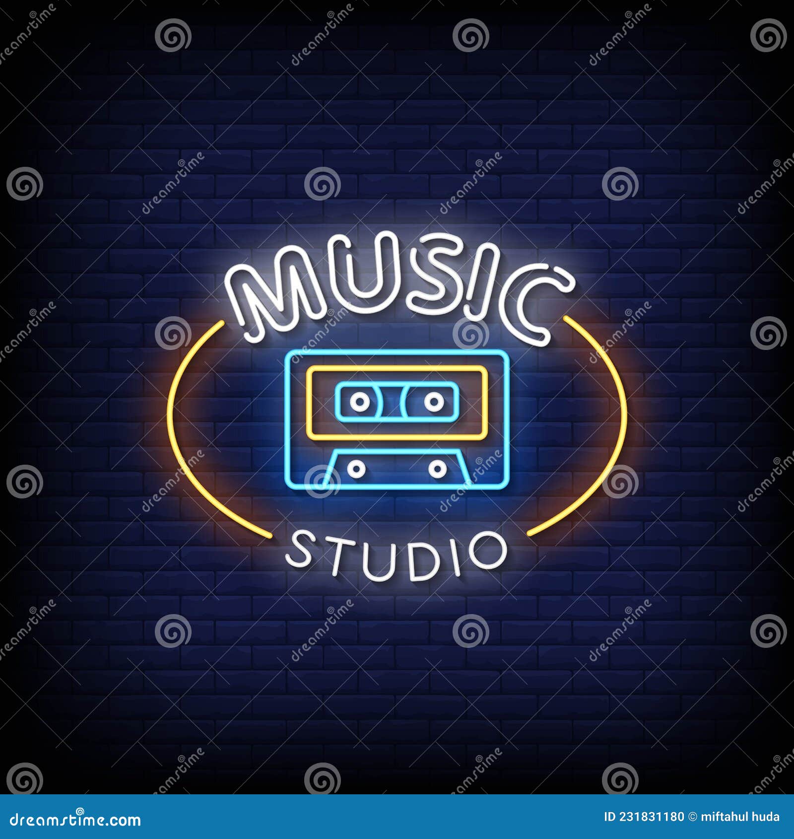 Music Studio Neon Signs Style Text Vector Stock Vector - Illustration ...
