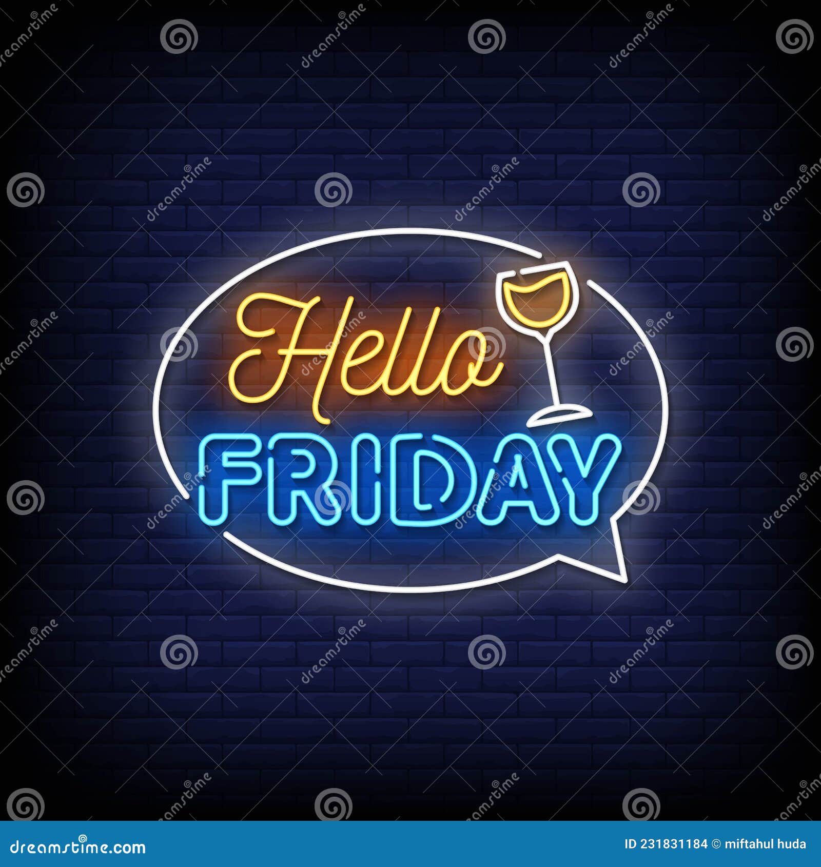 Hello Friday Neon Signs Style Text Vector Stock Vector - Illustration ...