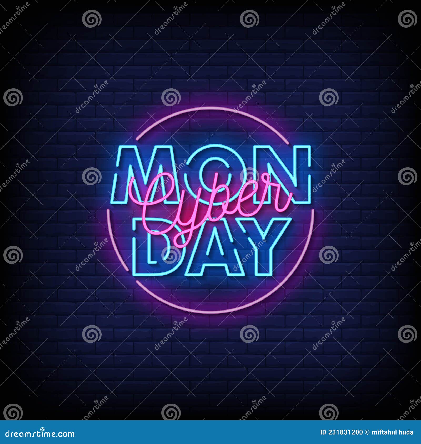 Cyber Monday Neon Signs Style Text Vector Stock Vector - Illustration ...