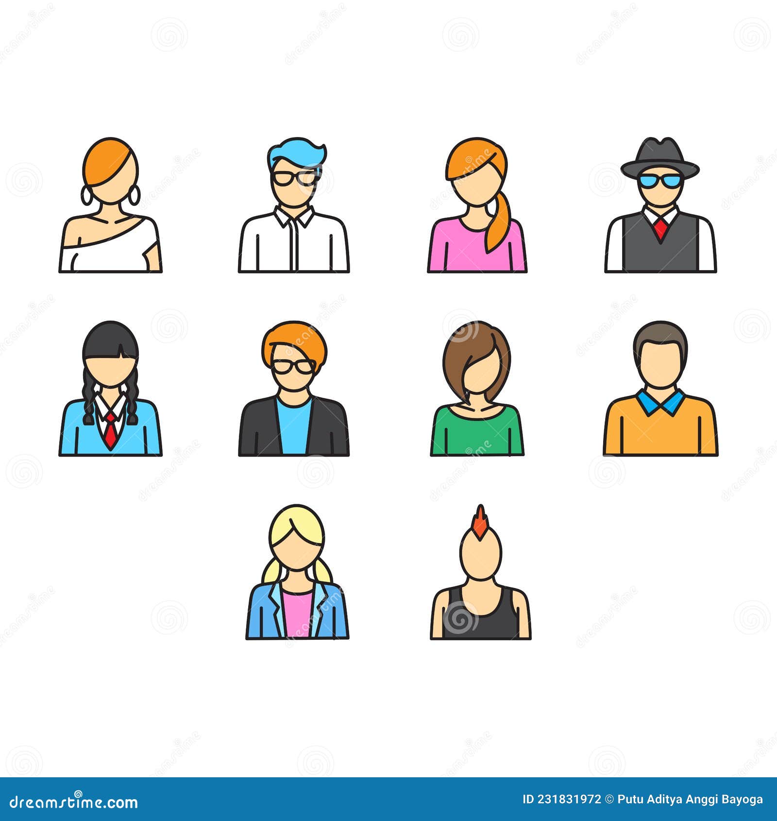 Young icon set stock vector. Illustration of people - 231831972