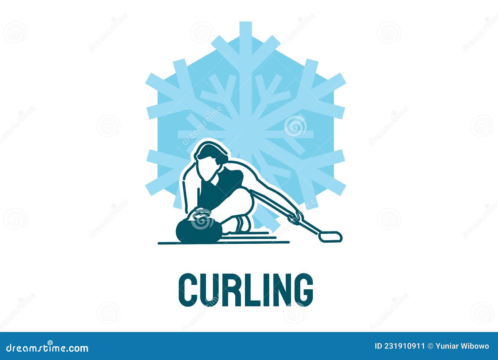 Curling Sport Vector Line Icon. Sportman with Curling Stones, Equipment ...