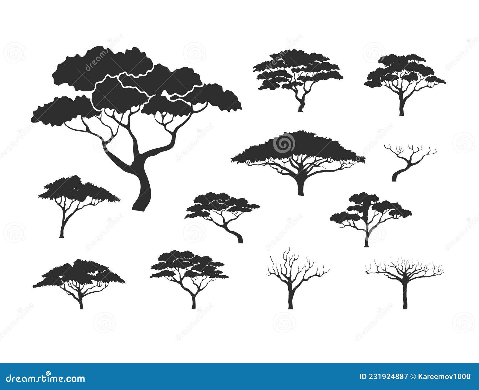 Acacia Tree Vector Collections, Set Of Acacia Silhouette ...