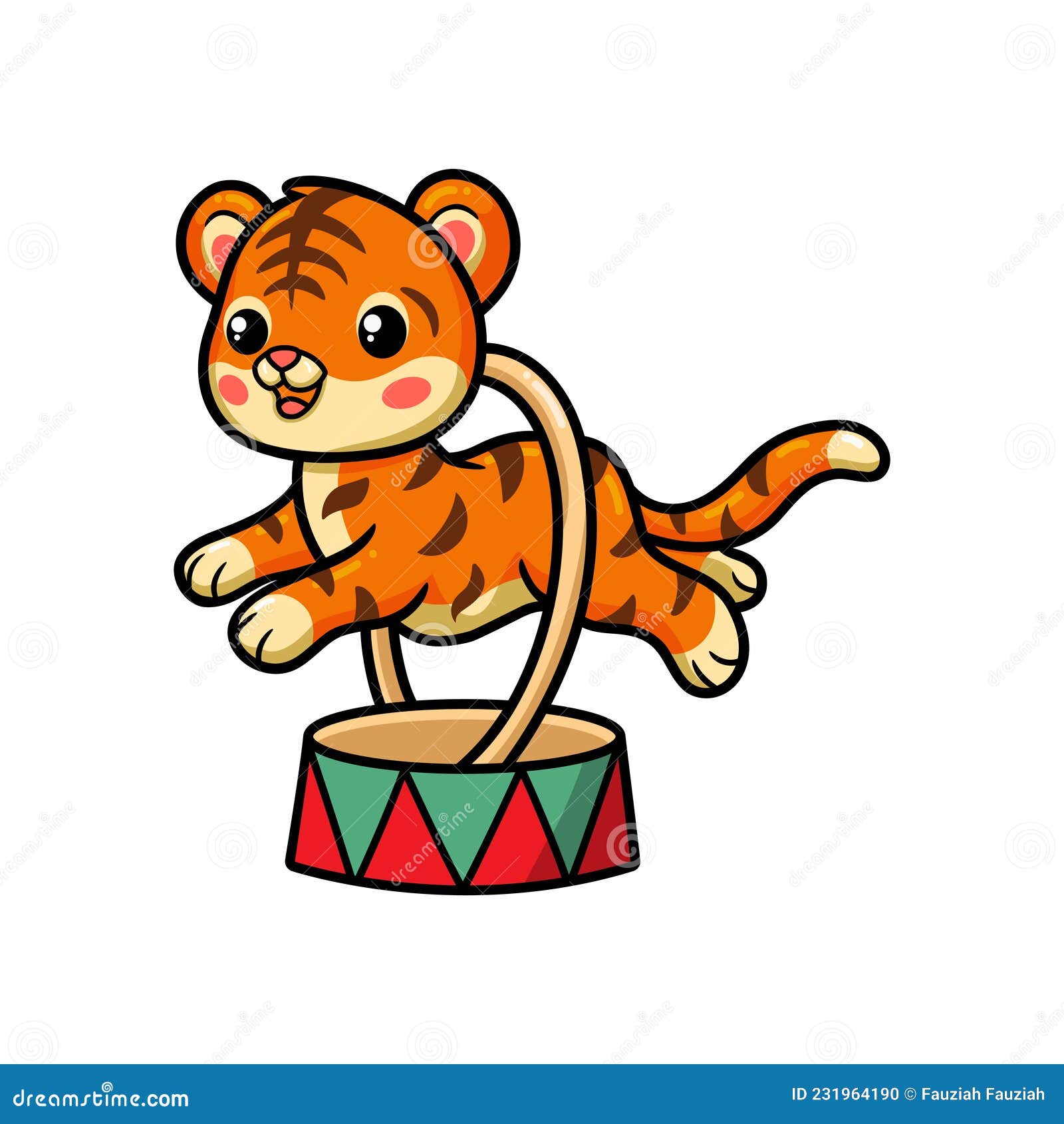 Cute Little Circus Tiger Jumping through Ring Stock Vector ...