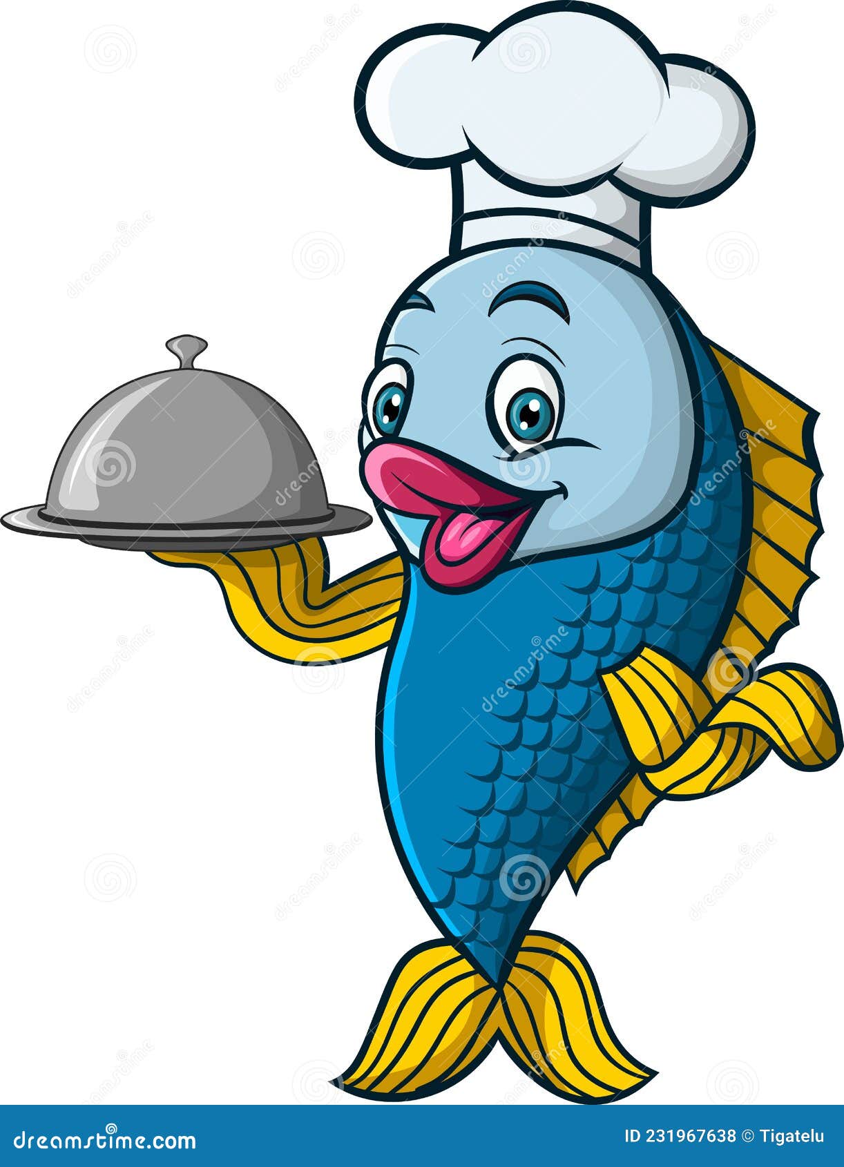 Chef With Fish Clip Art Cartoon Vector | CartoonDealer.com #232316617