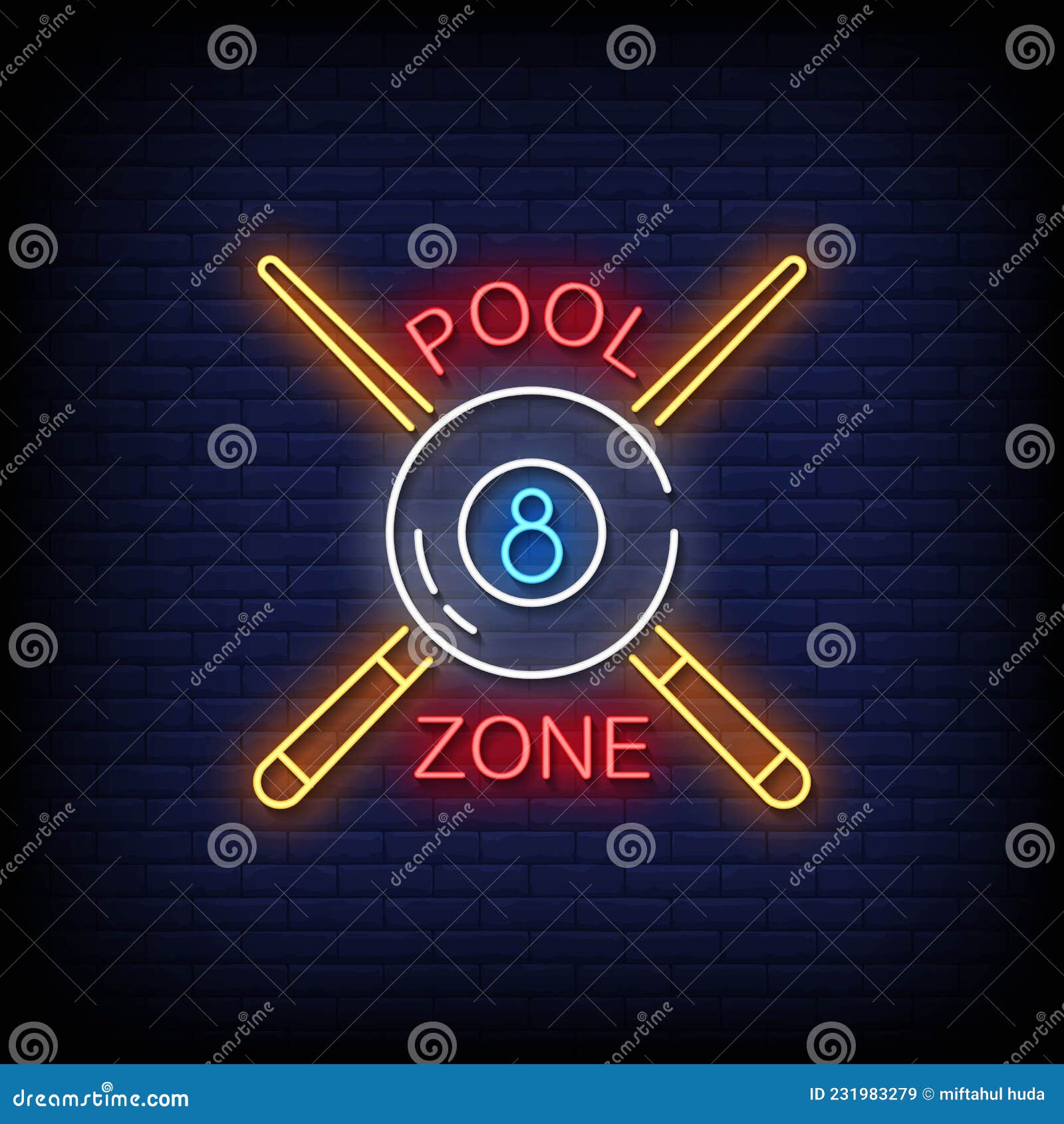 Pool Zone Neon Signs Style Text Vector Stock Vector - Illustration of ...