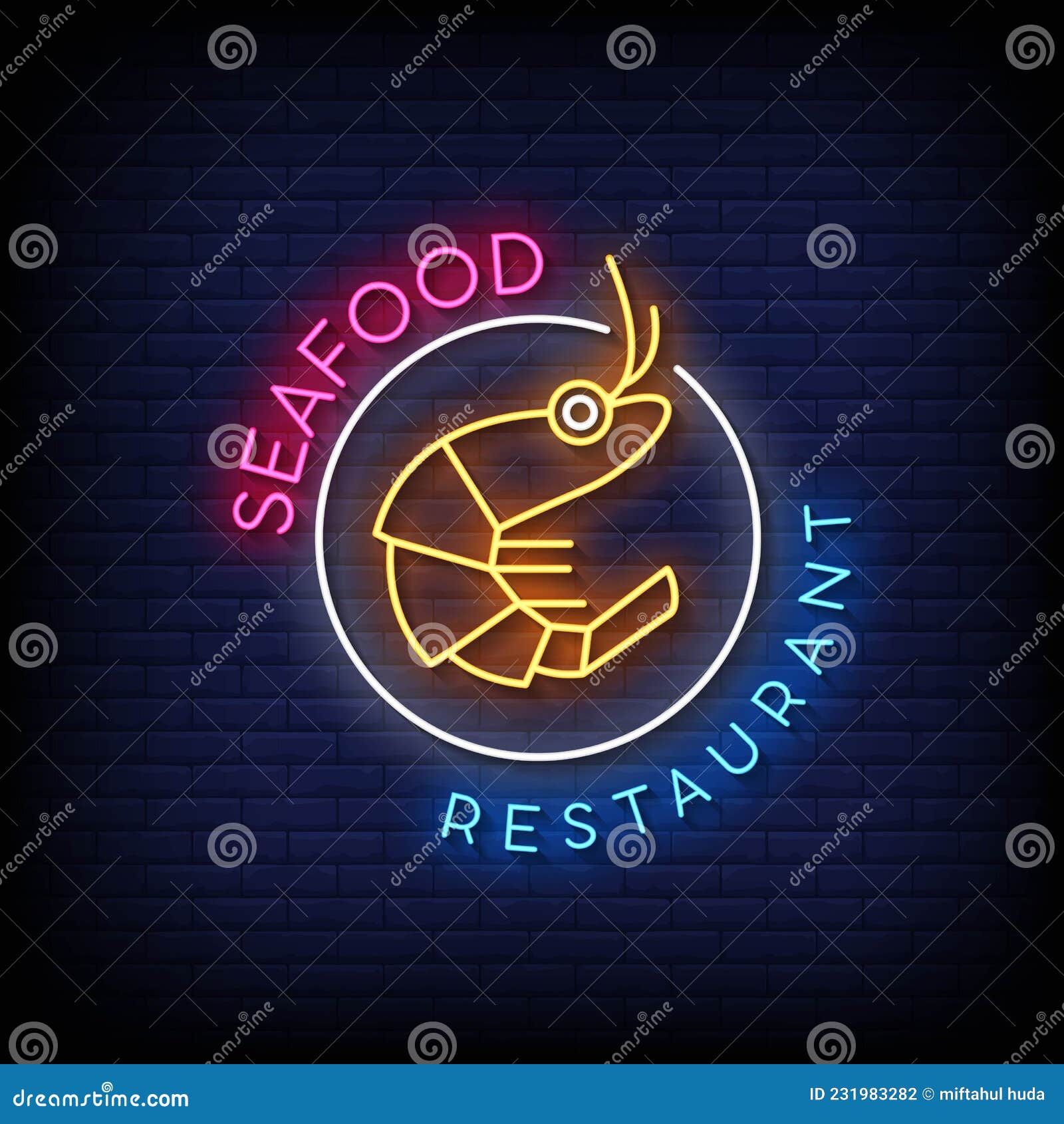 Seafood Restaurant Neon Signs Style Text Vector Stock Vector ...