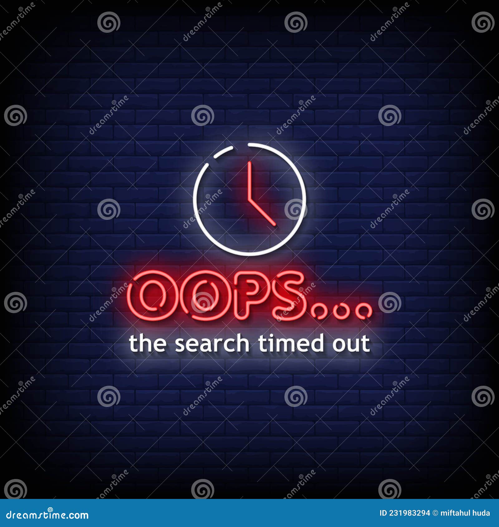 The Search Timed Out Neon Signs Style Text Vector Stock Vector ...