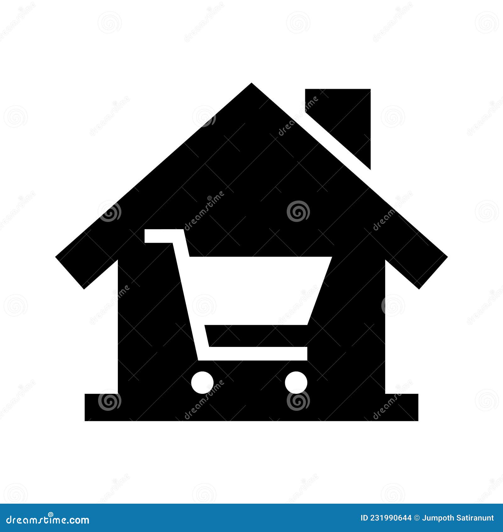 House with Cart Icon, Home Shopping Online, E-shop, E-commerce and ...