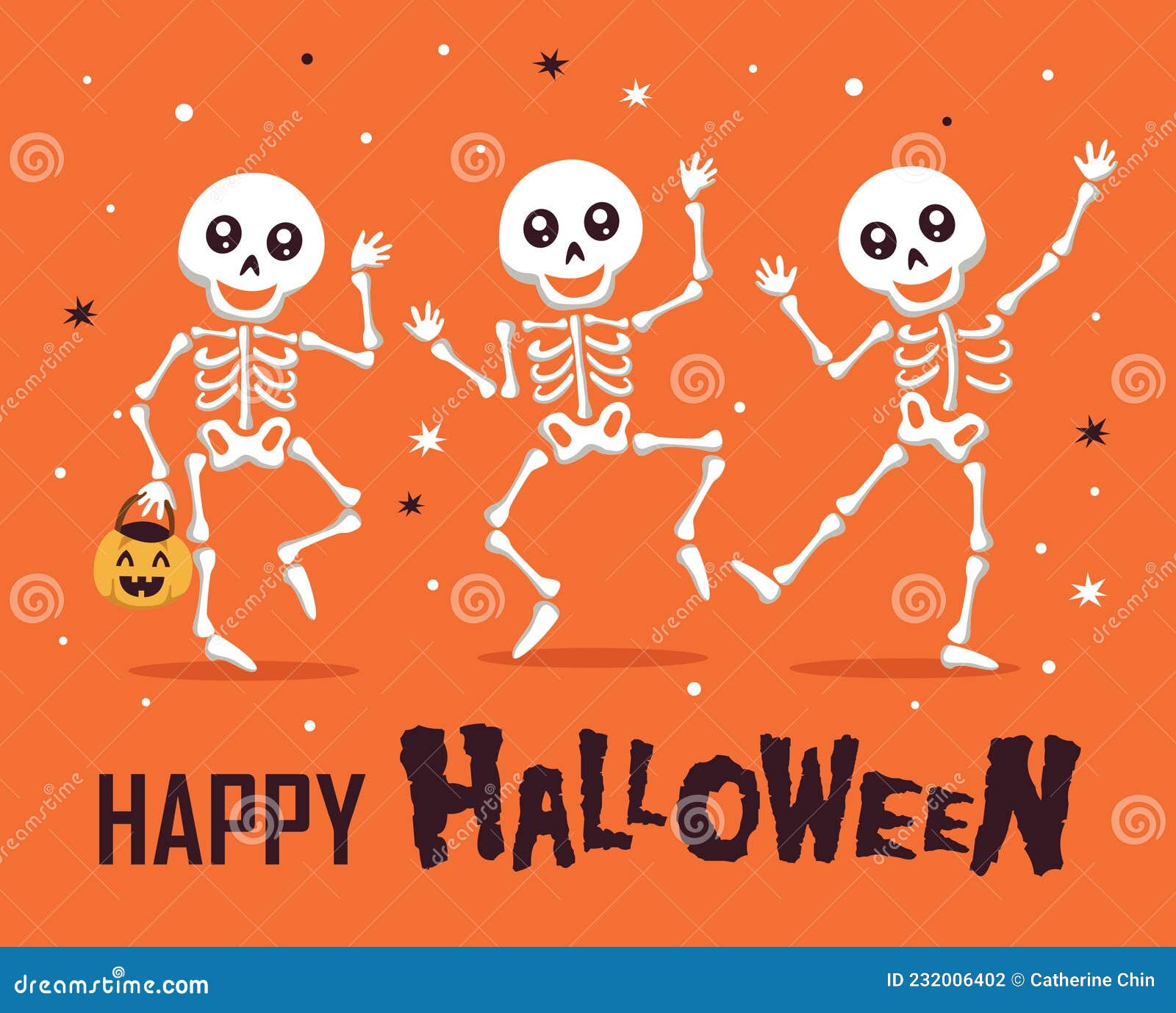 3D Skeleton Boy Cartoon Illustration Standing Hanging On A Wood Pole ...