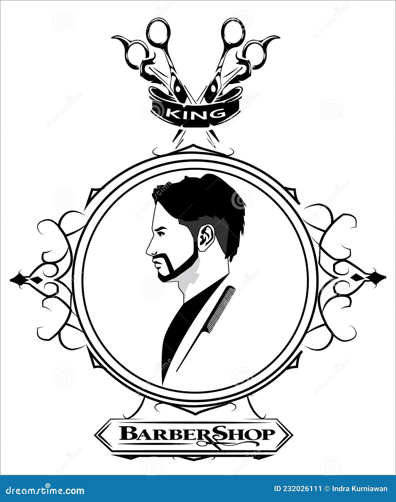 King barbershop logo stock illustration. Illustration of print - 232026111