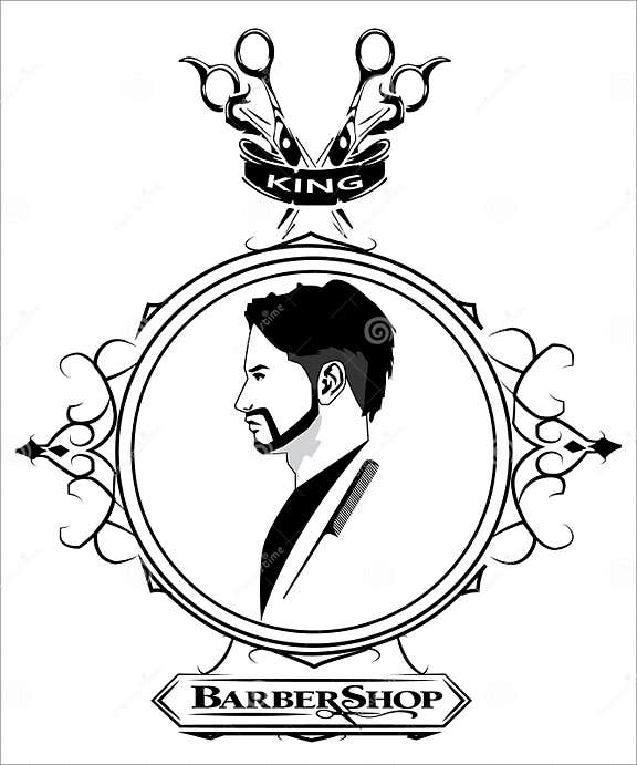 King barbershop logo stock illustration. Illustration of print - 232026111
