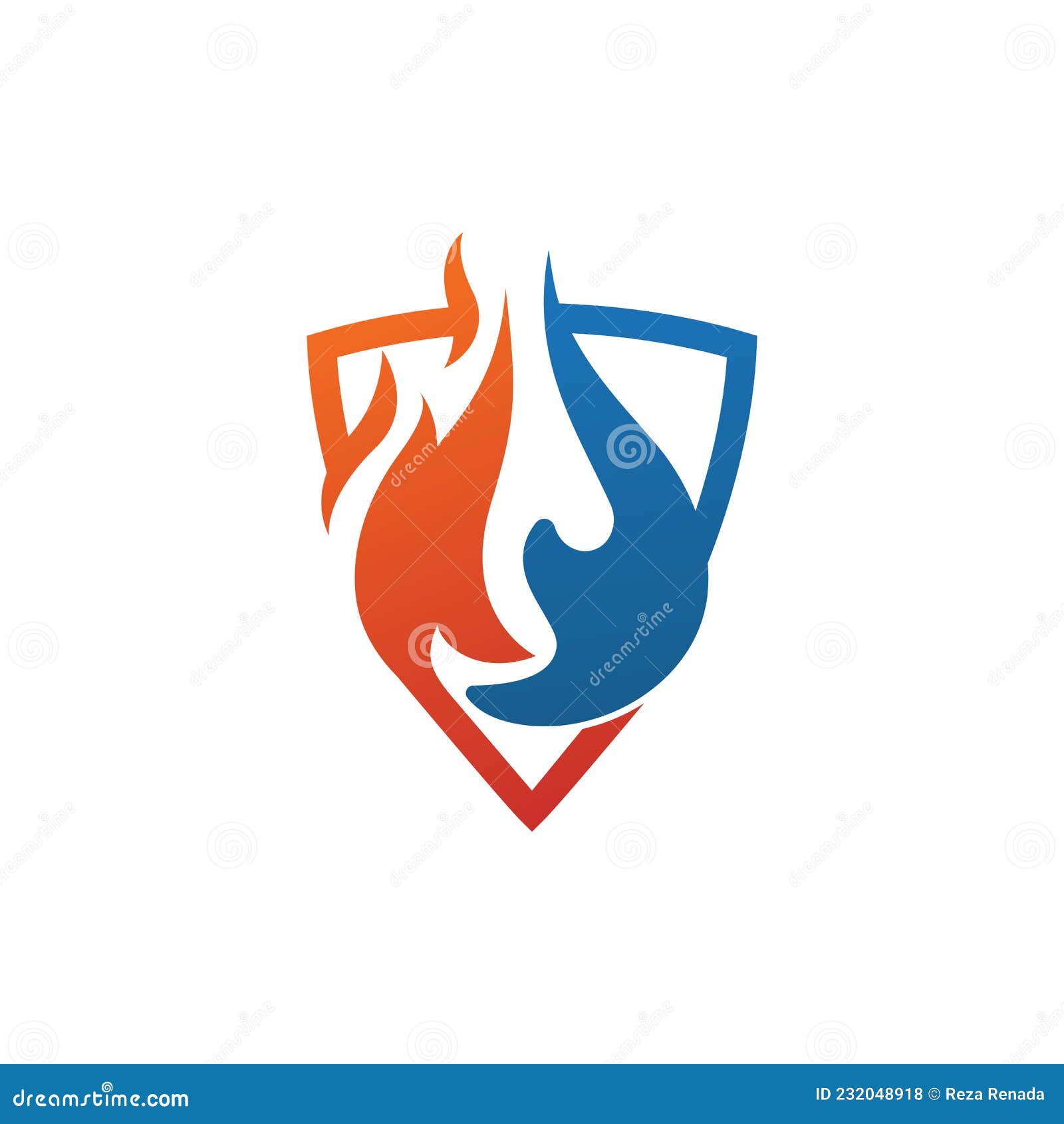 Water and fire shield logo stock vector. Illustration of icon - 232048918
