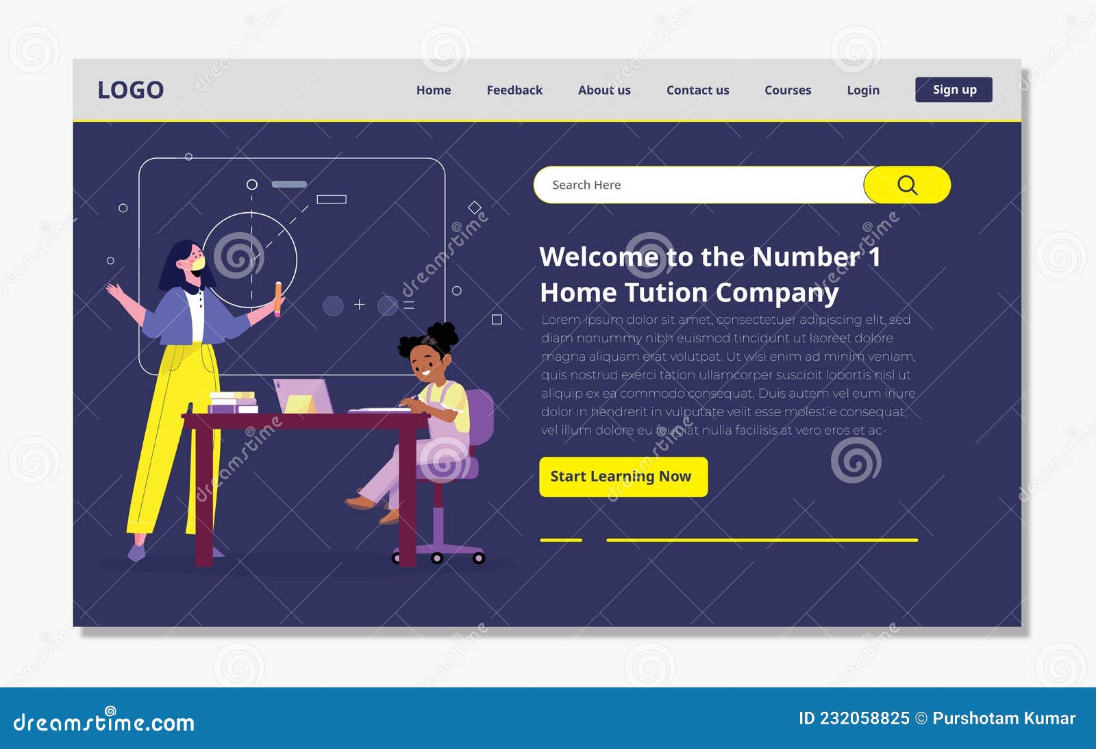 Tutor Landing Page stock vector. Illustration of ready - 232058825