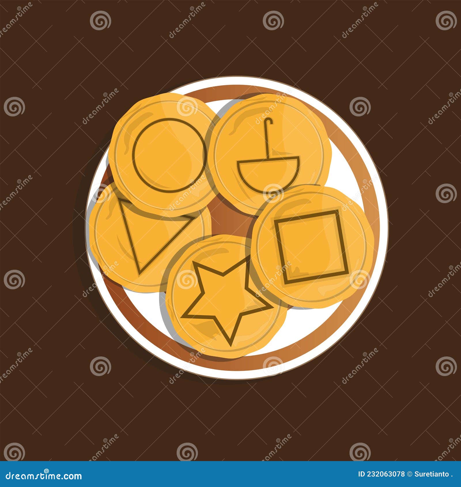 Dalgona Candy Vector Illustration, Honeycomb Candy Toffee Korean Stock ...