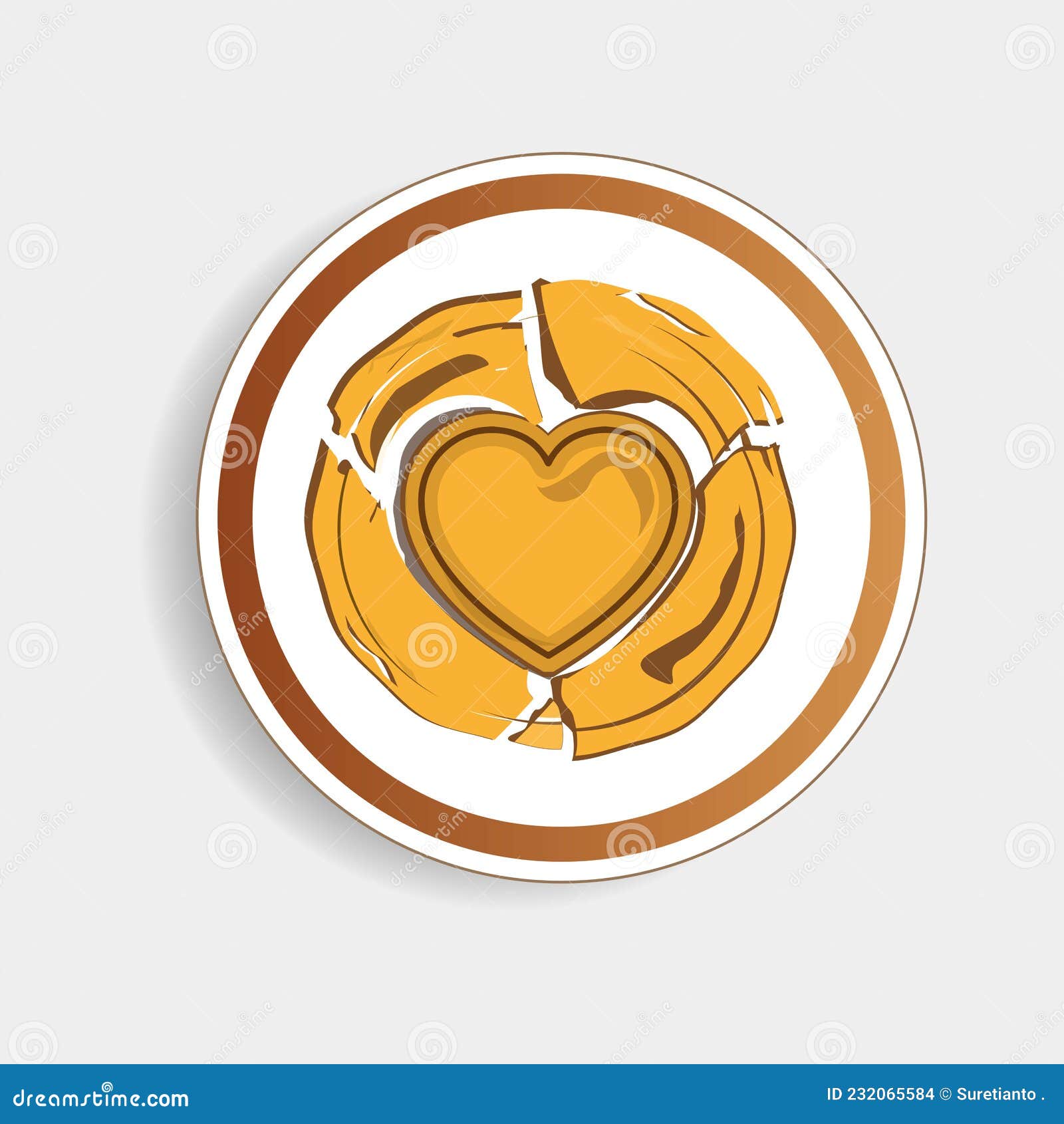 Dalgona Candy Circle Cartoon Character With Love Cute Emoticon Vector ...