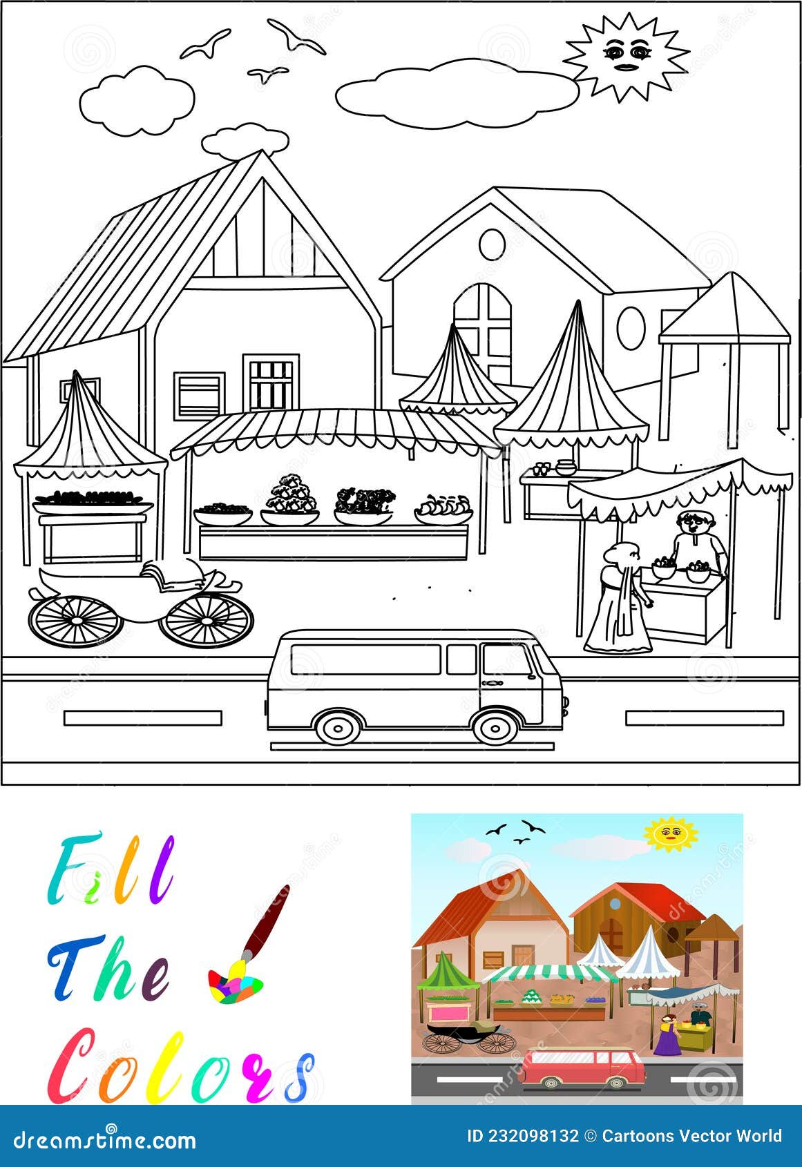 Color Task : Landscape with House, the Coloring Book for Preschool Kids ...
