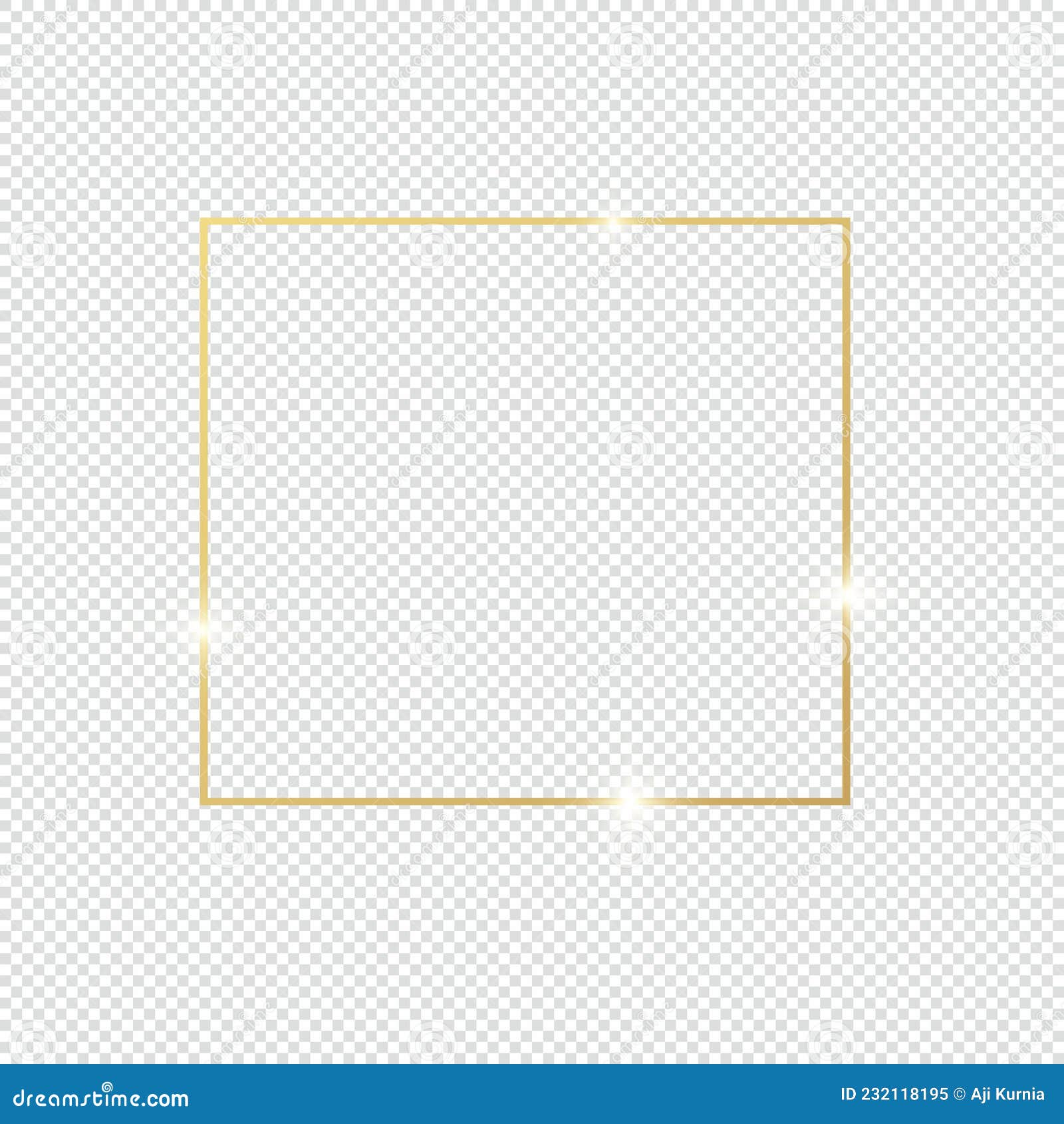 Gold Shiny Glowing Frame with Shadows Isolated Transparent Background ...