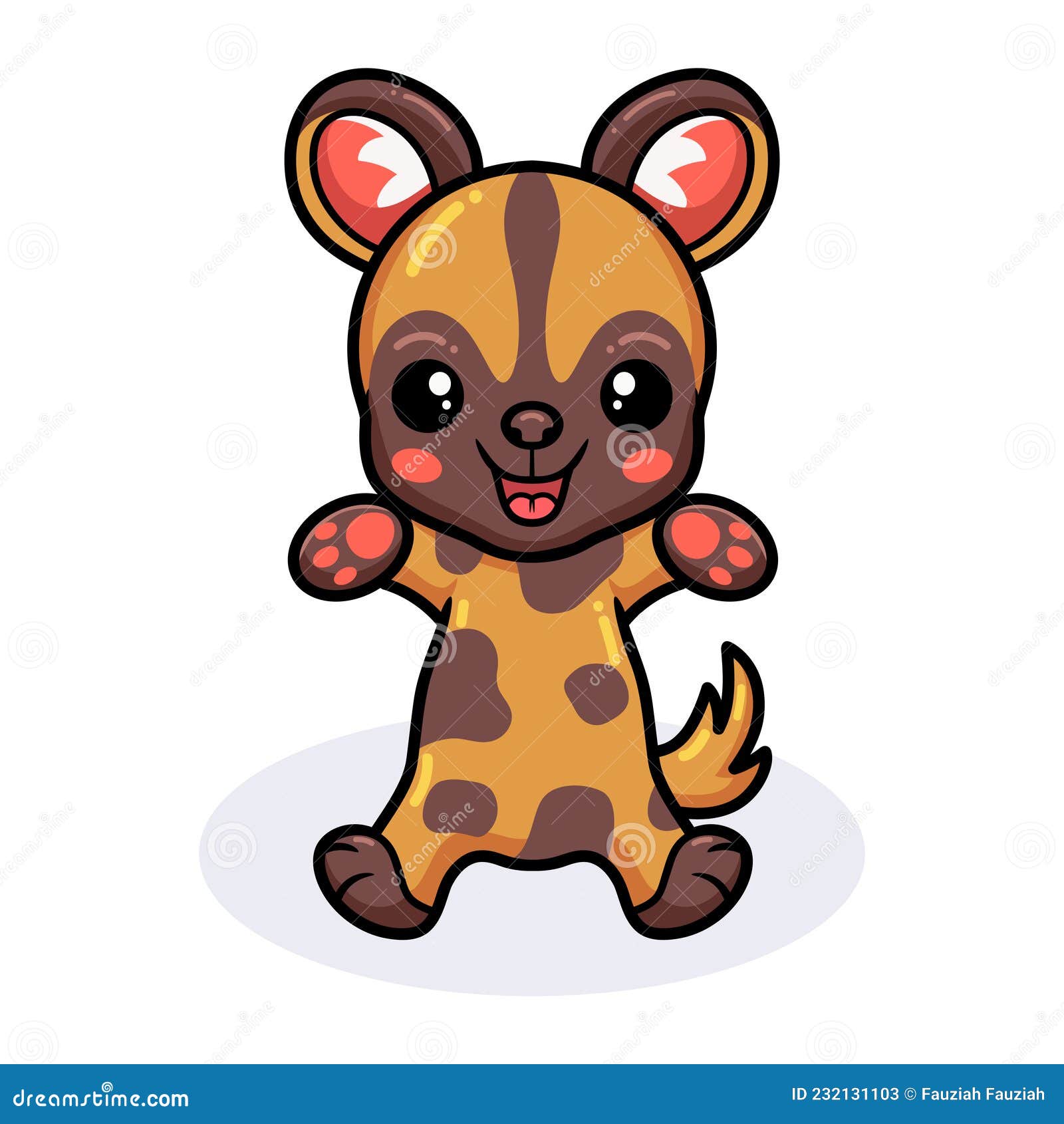 Cute Wild Dog Cartoon Sitting Stock Vector - Illustration of african ...