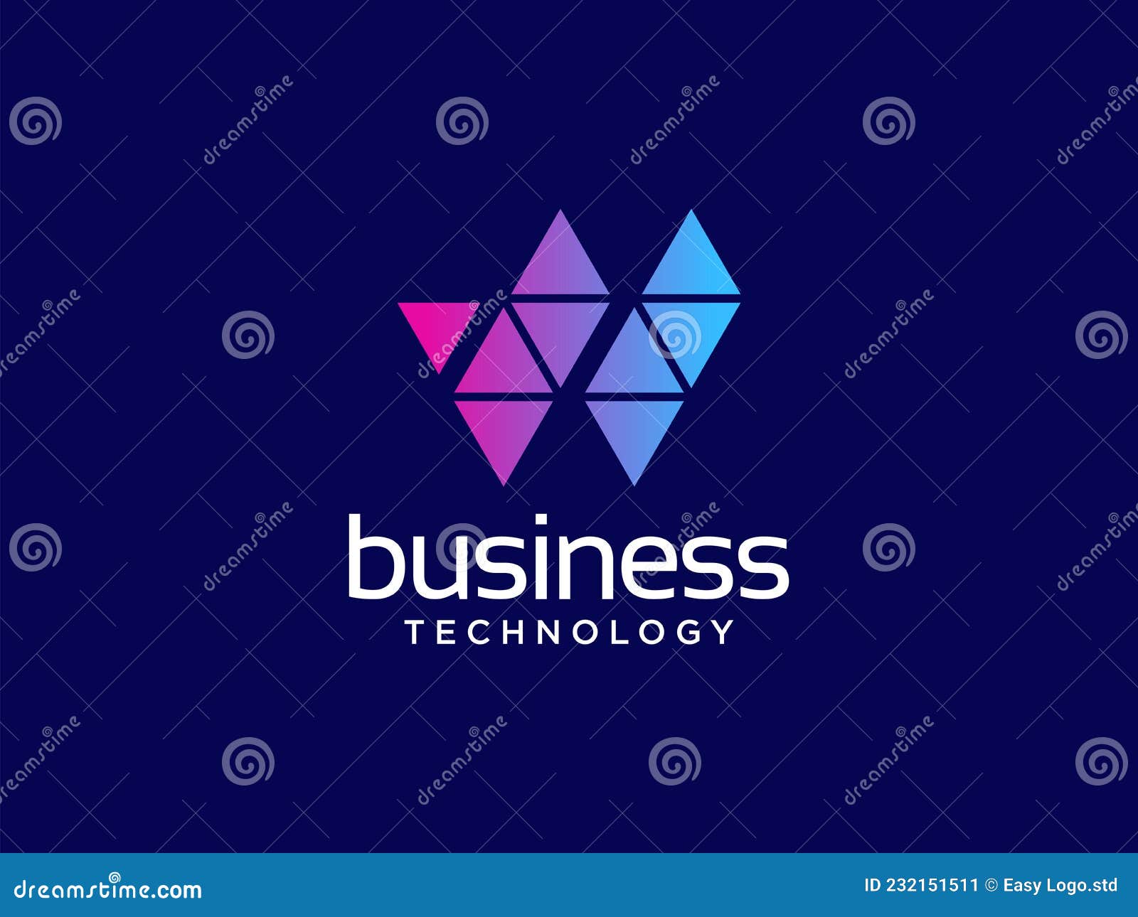 Abstract Initial Letter W Logo. Blue Geometric Origami Style Isolated ...