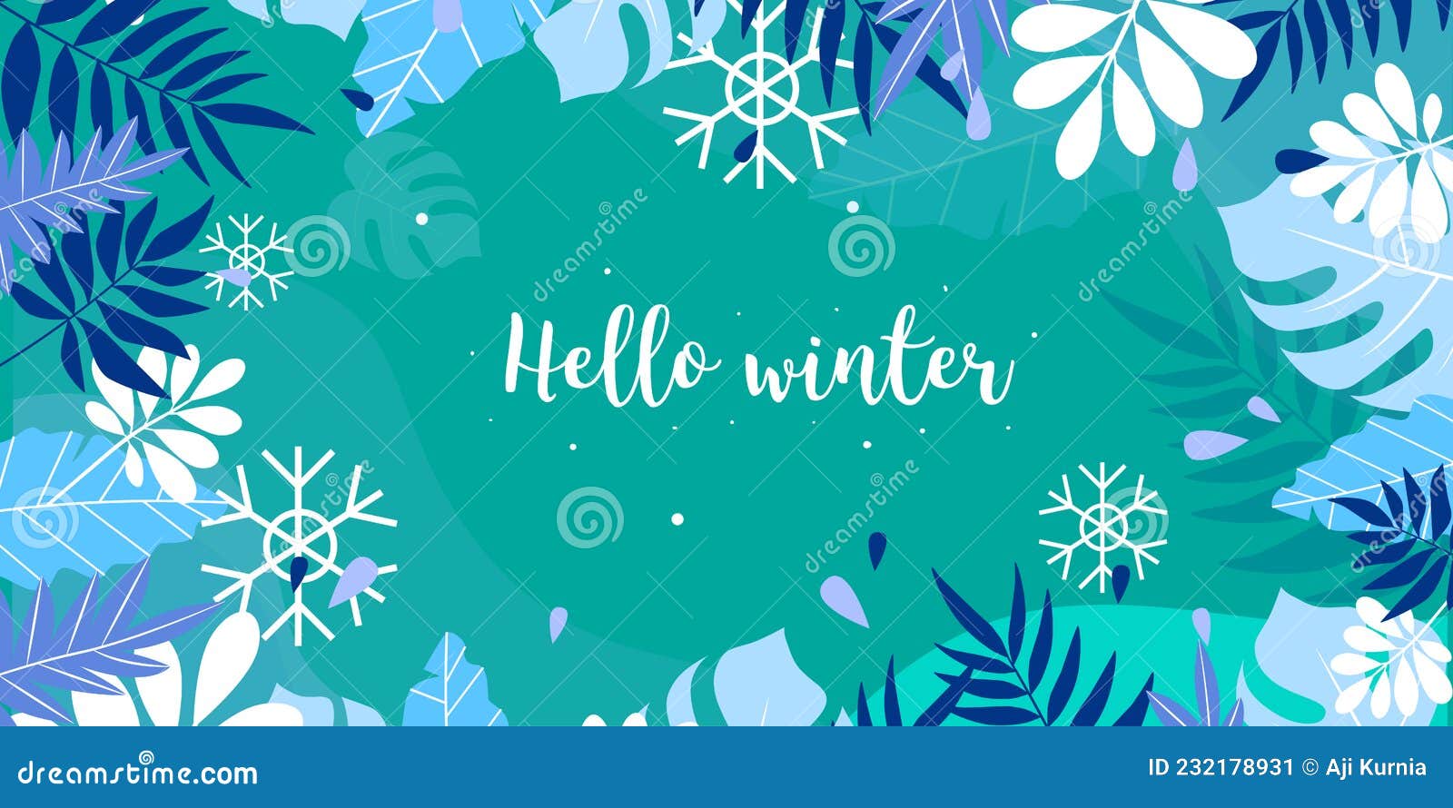 Abstract Hello Winter Background. Winter Floral Background Vector ...
