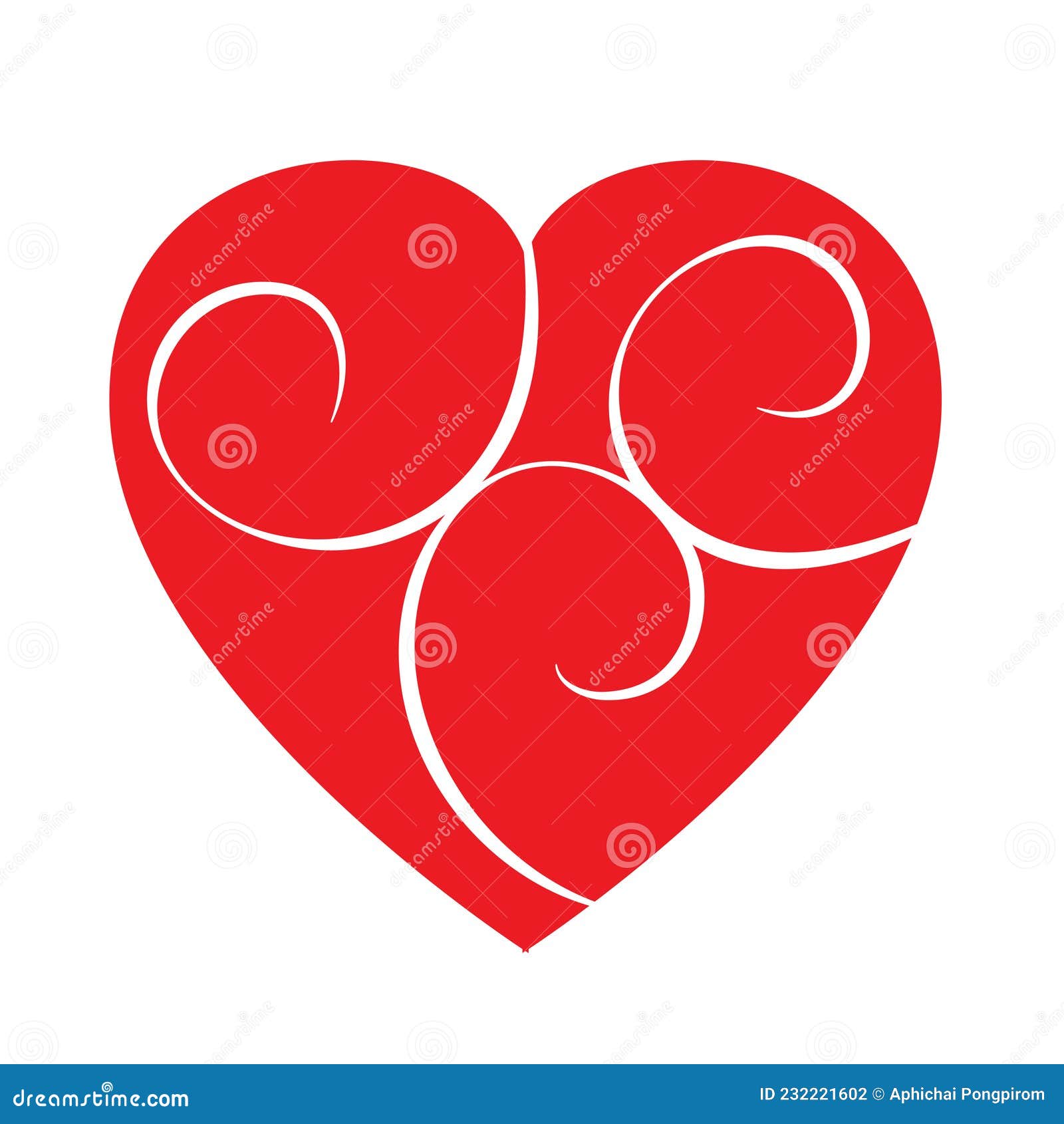 Vector Illustration Heart with White Pattern Inside White Background ...