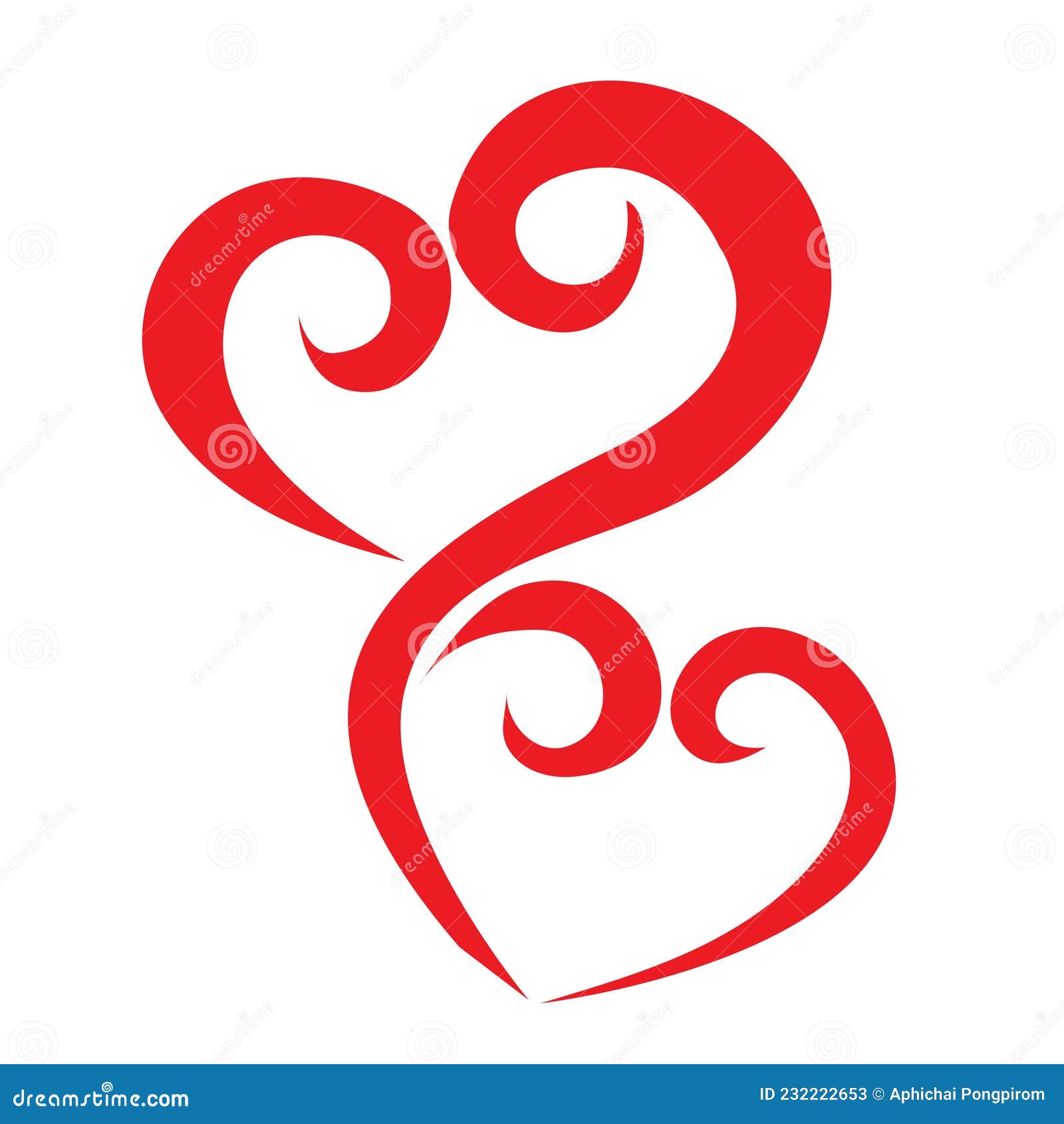 Illustration Vector Two Hearts Connected Together on a White Background ...