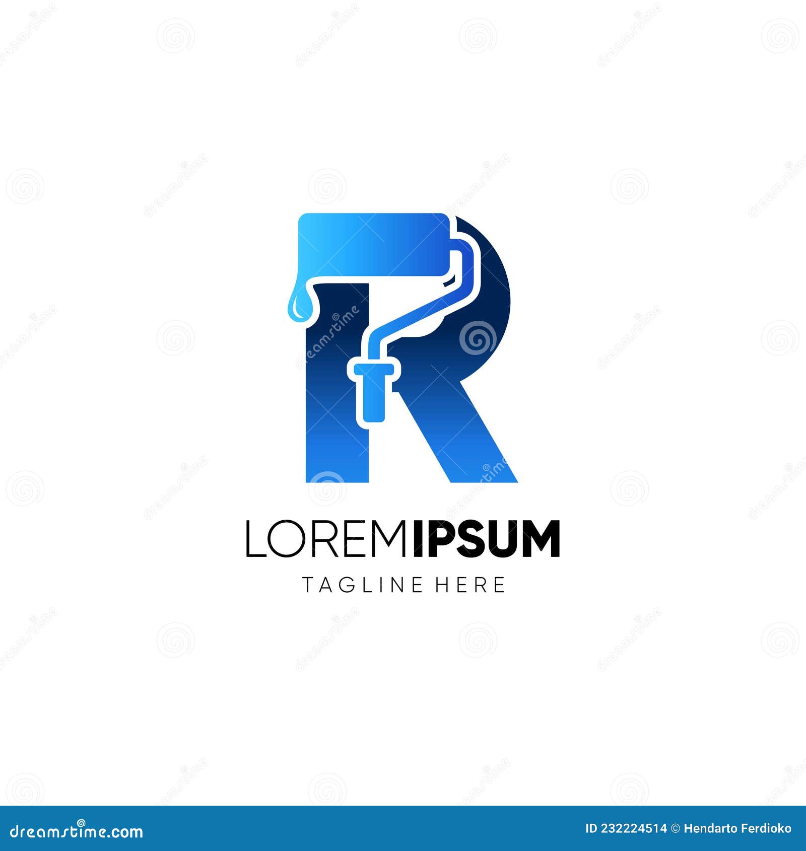 Letter R Paint Roller Logo Design Vector Graphic Icon Stock Vector ...