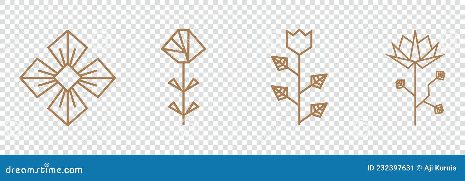 Geometrical Simple Nature Flowers Line Stock Vector - Illustration of ...