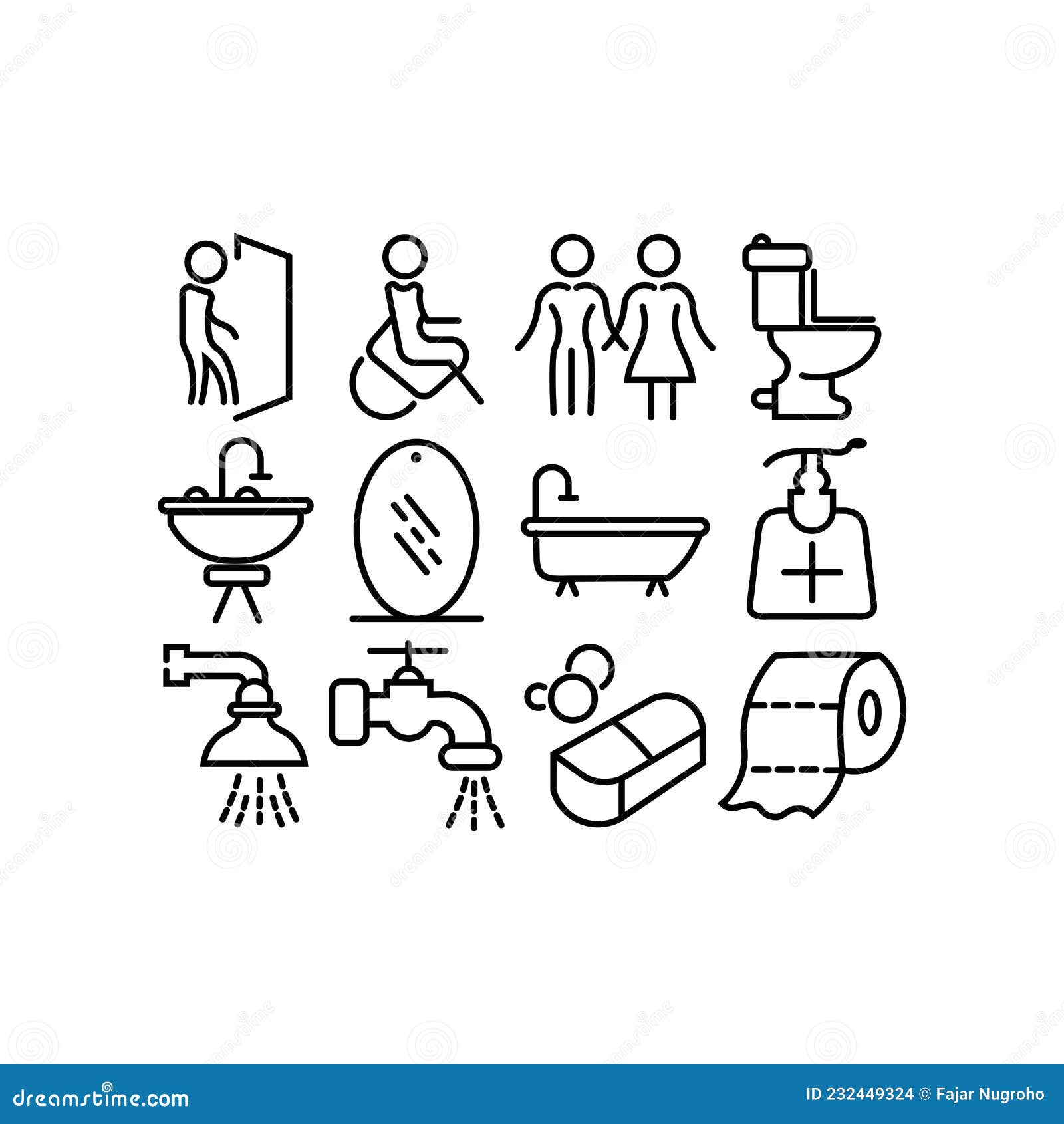 Logo Vector Washroom Line Symbols Toilet Stock Vector - Illustration of ...