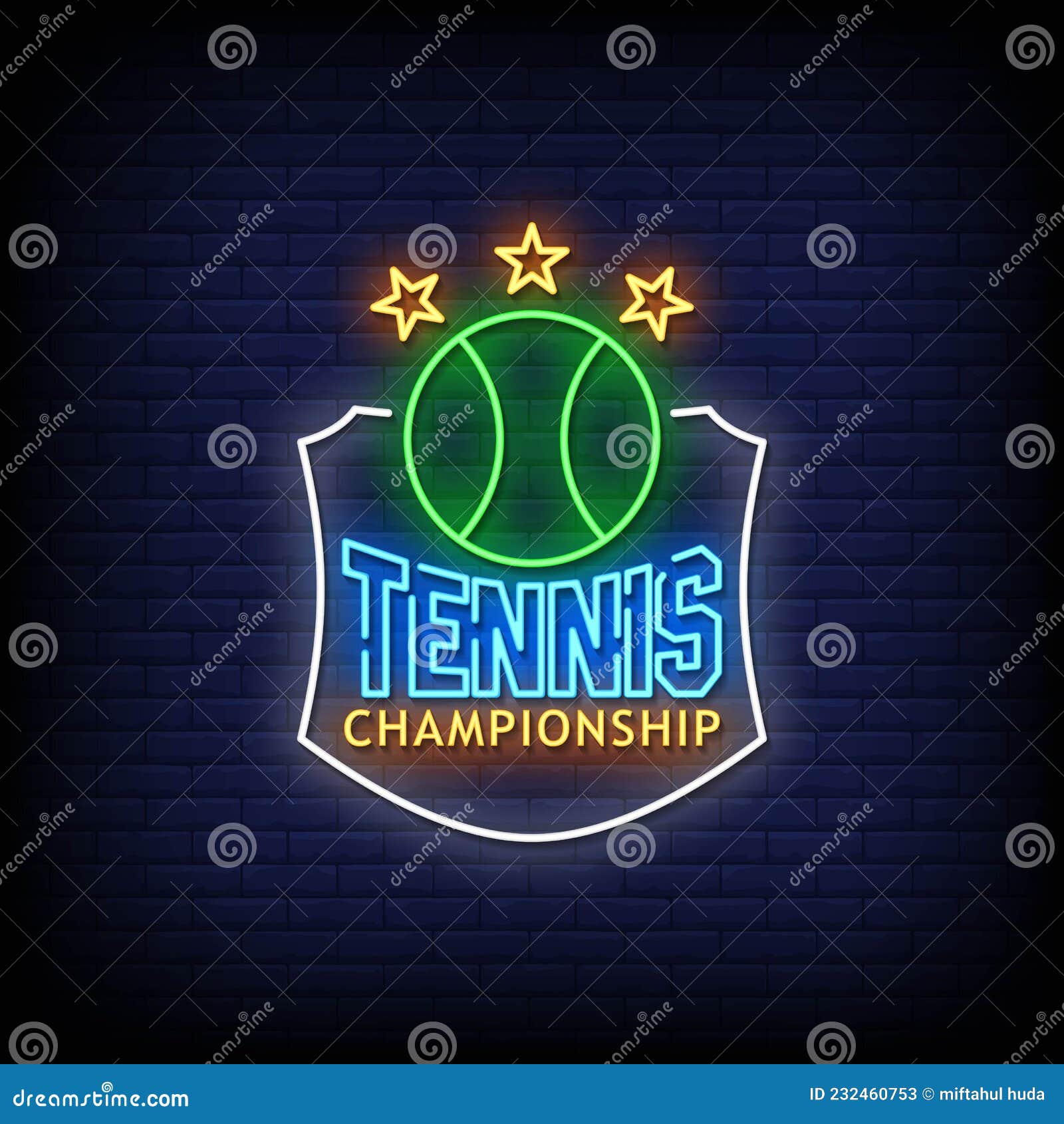 Tennis Championship Neon Signs Style Text Vector Stock Vector ...