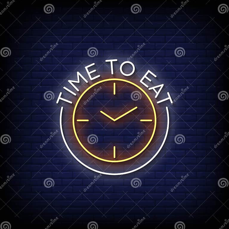 Time To Eat Neon Signs Style Text Vector Stock Vector - Illustration of ...