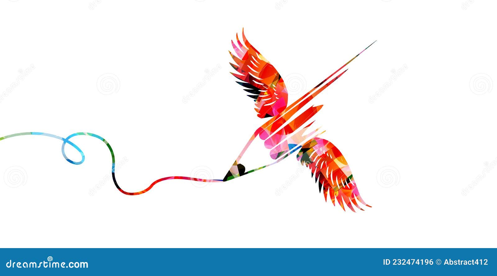 Colorful Pencil with Wings Vector Illustration. Design for Creative ...
