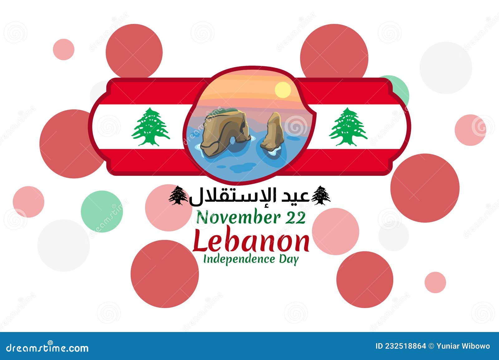 November 22, Happy Independence Day of Lebanon Vector Illustration ...